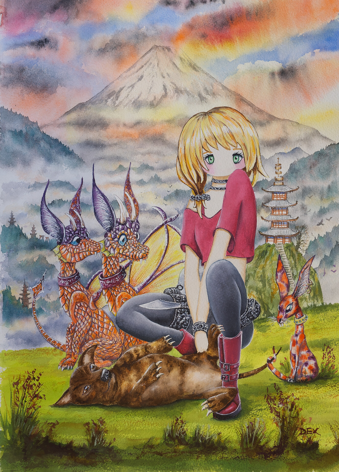 ArtStation - Sun over Fuji