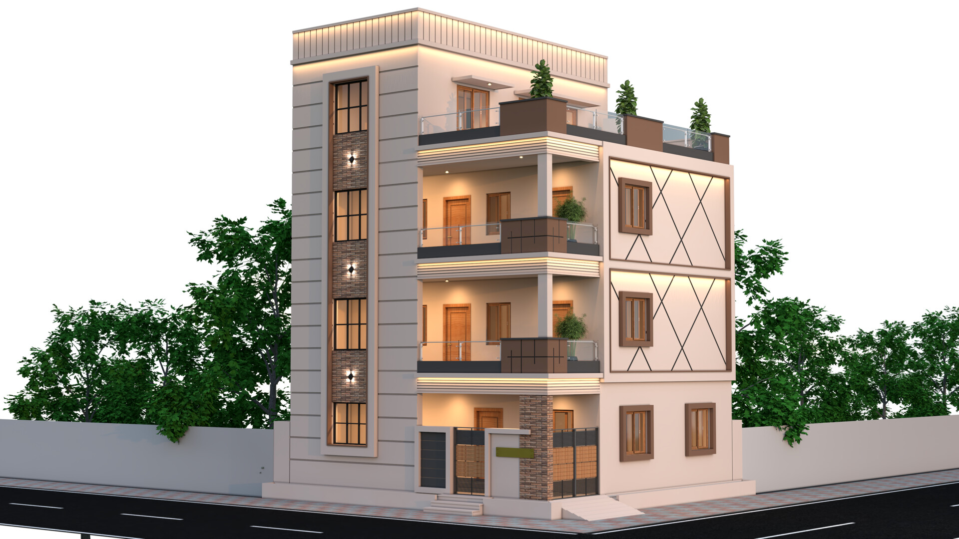 ArtStation - Modern Metropolis: G+2 Elevation with Style, 3D renders.