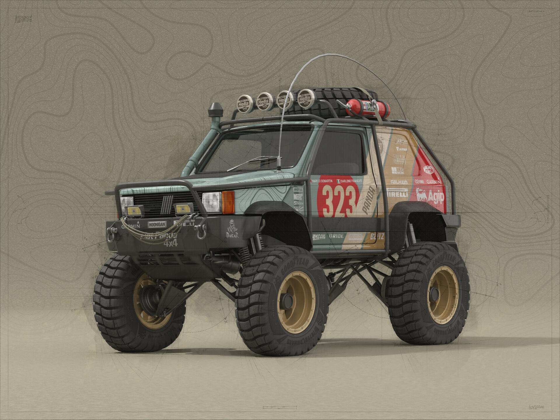 ArtStation - Classic FIAT Panda 4x4 Dakar