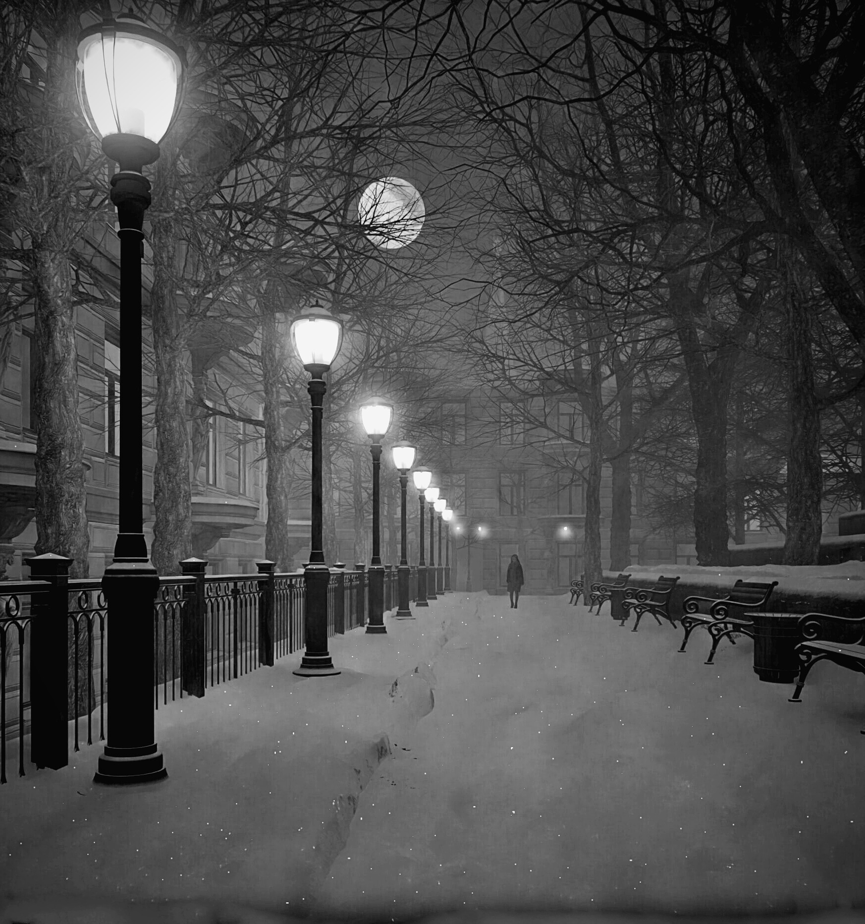 ArtStation - Snowy lane