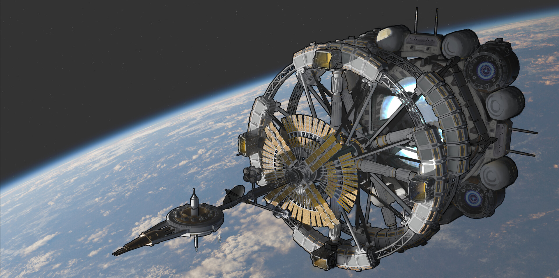 ArtStation - 大型民用可跃迁空间站 Large civilian space-station capable of jumping