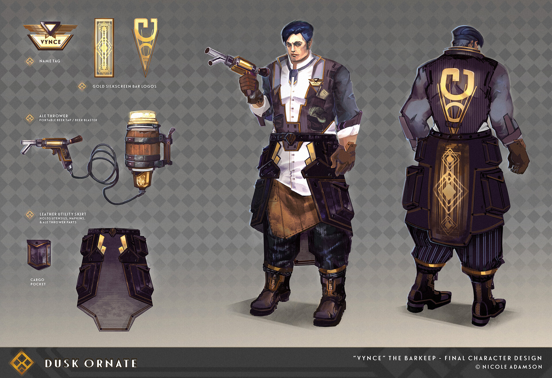 ArtStation - Dusk Ornate : Vynce The Barkeep Character Design Sheet Pg 4