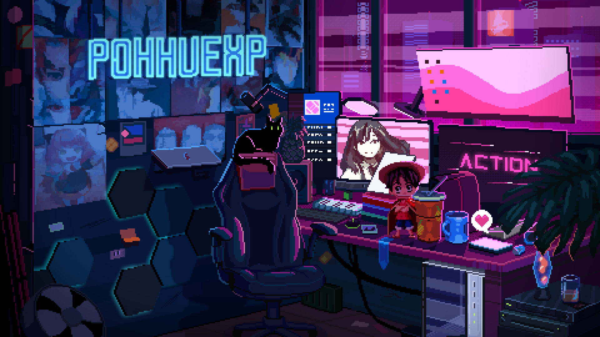 ArtStation - Pixel Art Room - Night and day