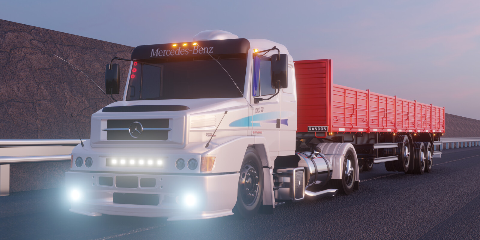 AGU3DStudy - MERCEDES BENZ 1634 & REMOLQUE RANDON - ANIMACIÓN 3D