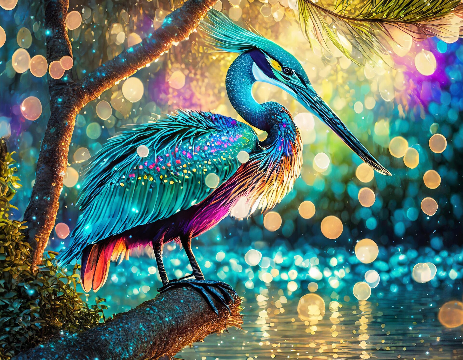 ArtStation - Colourful Birds go fishing.