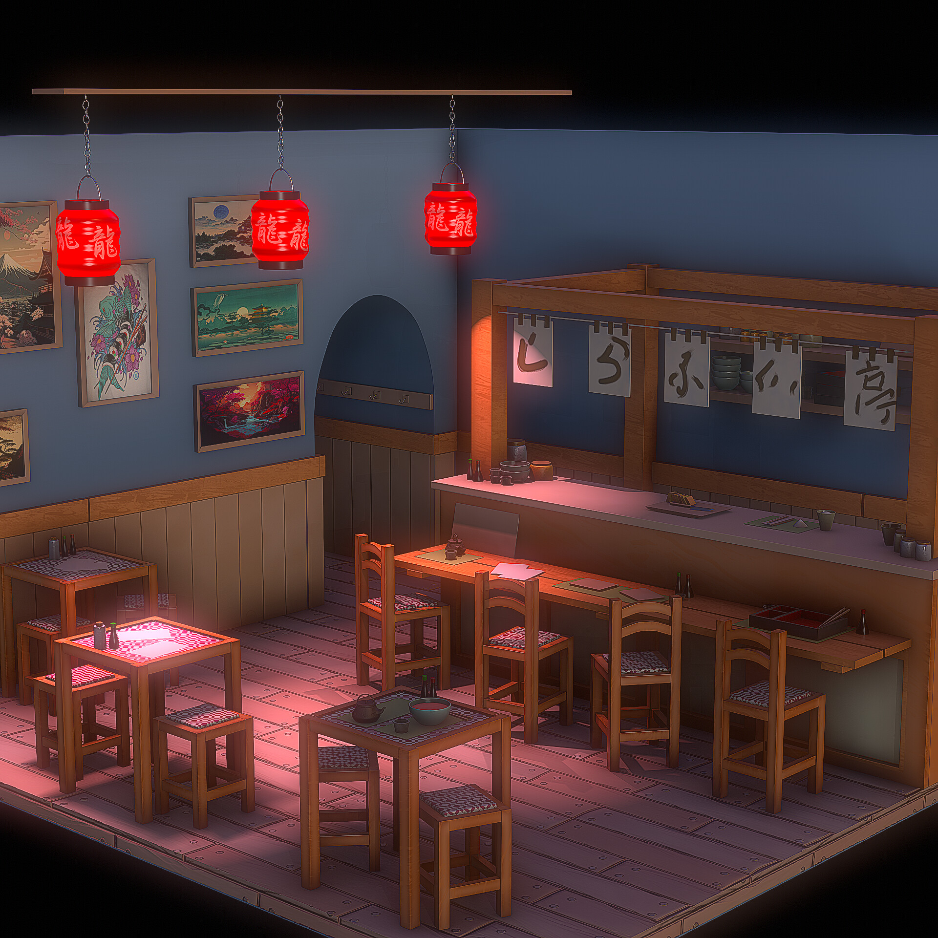 ArtStation - Stylized Japanese cafe