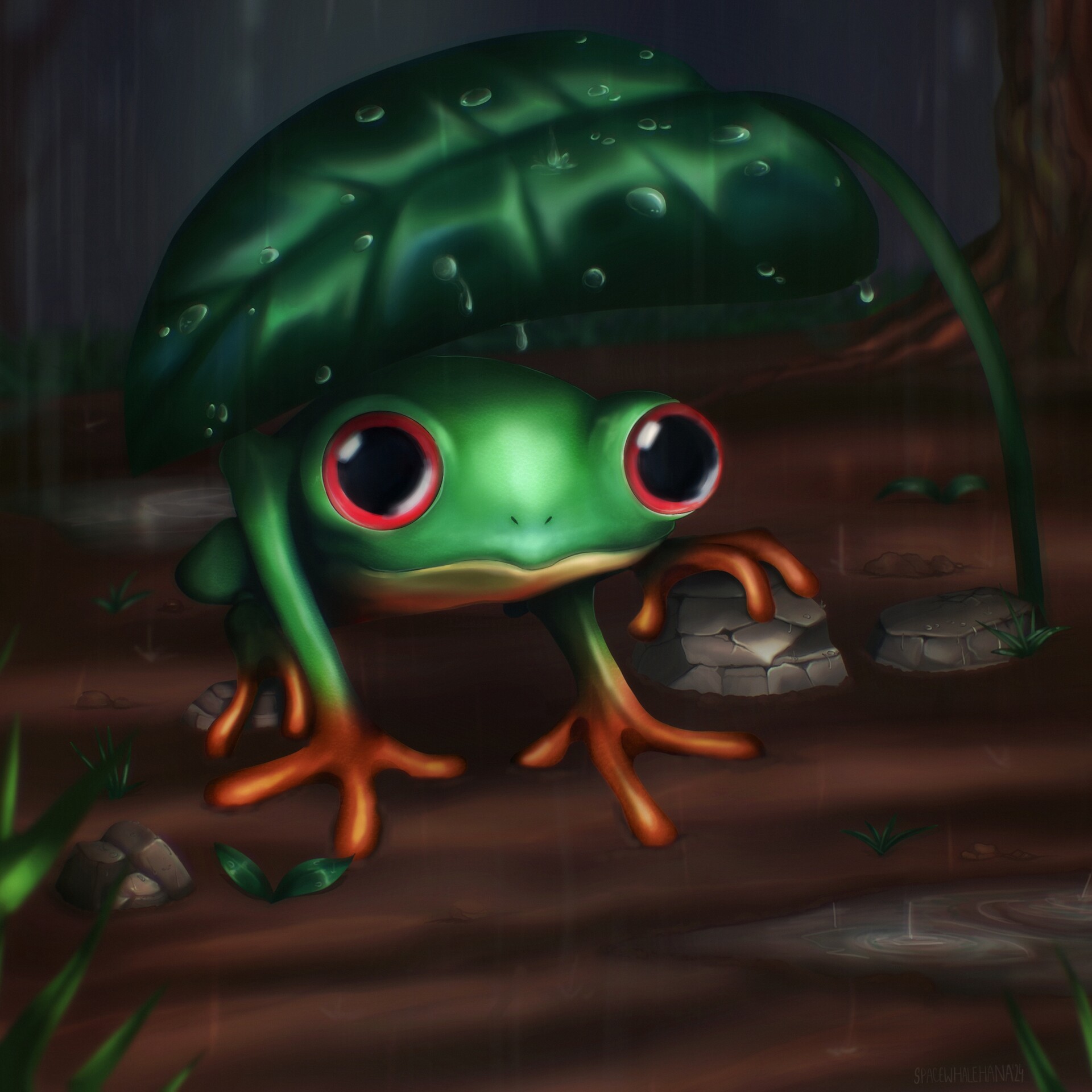 ArtStation - Frog in the Rain