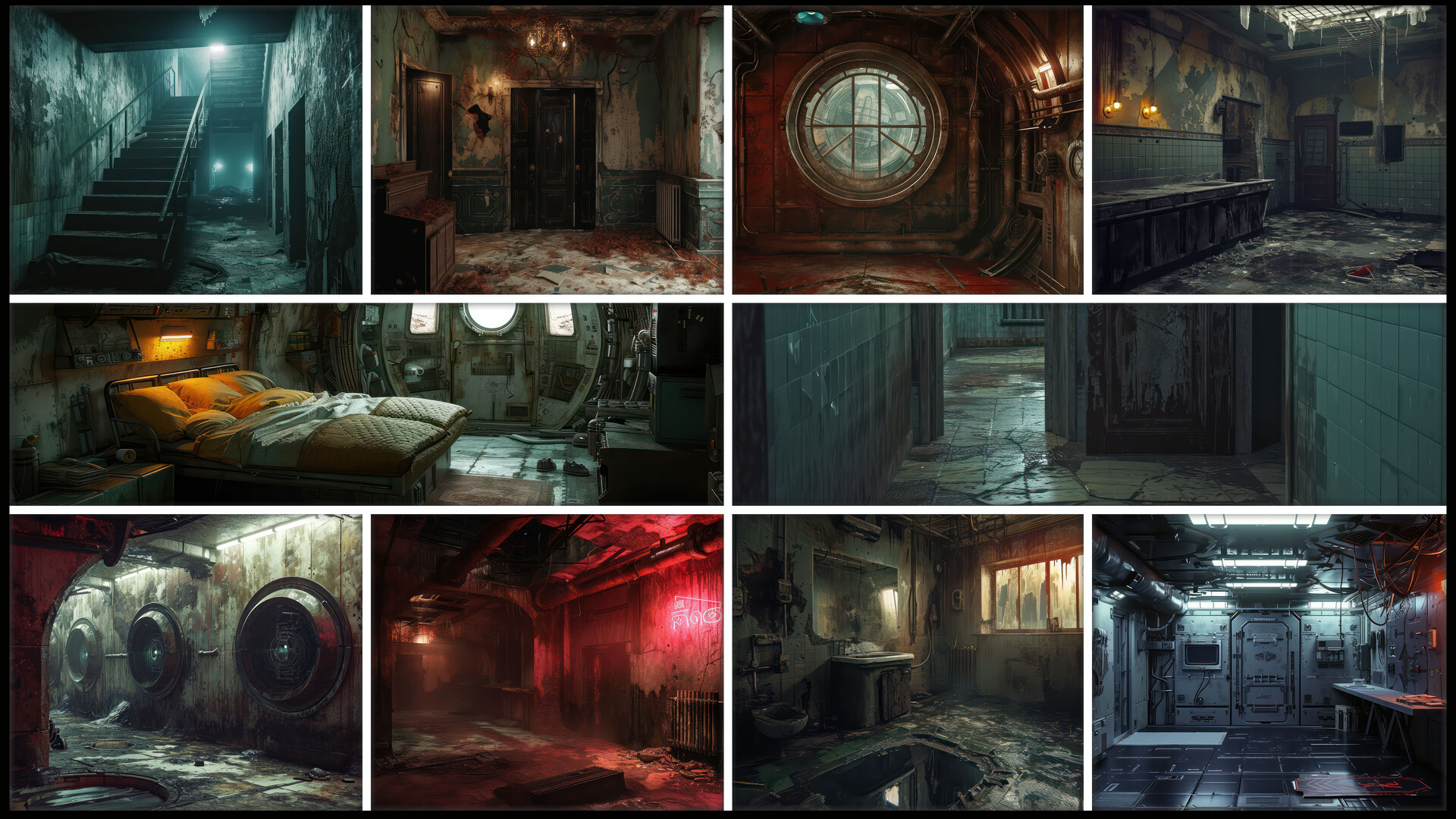 Ferial Concept - 🔹360 Atompunk Horror - Interior Reference Image Pack v ...