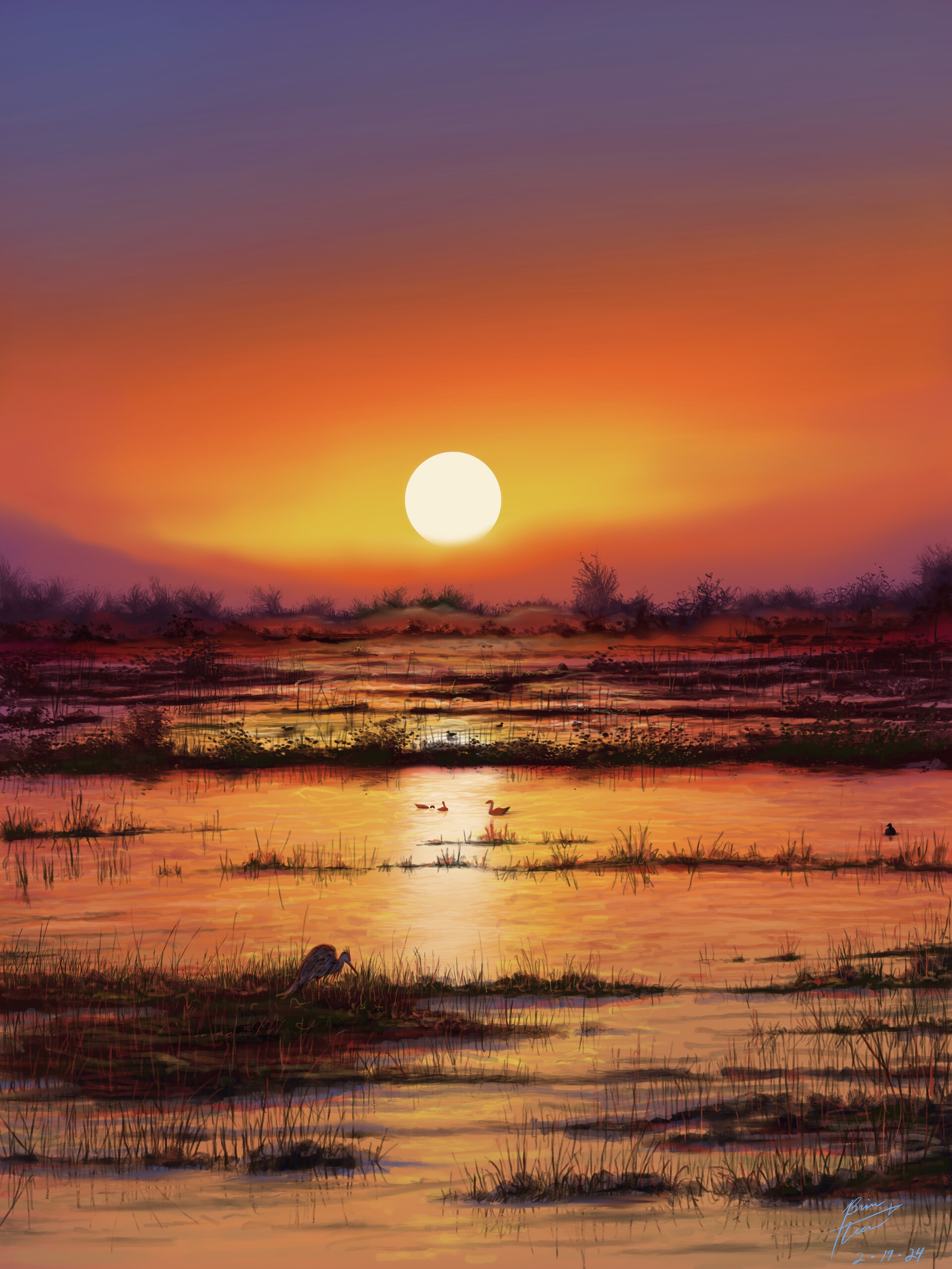 ArtStation - Sunrise in the Swamp