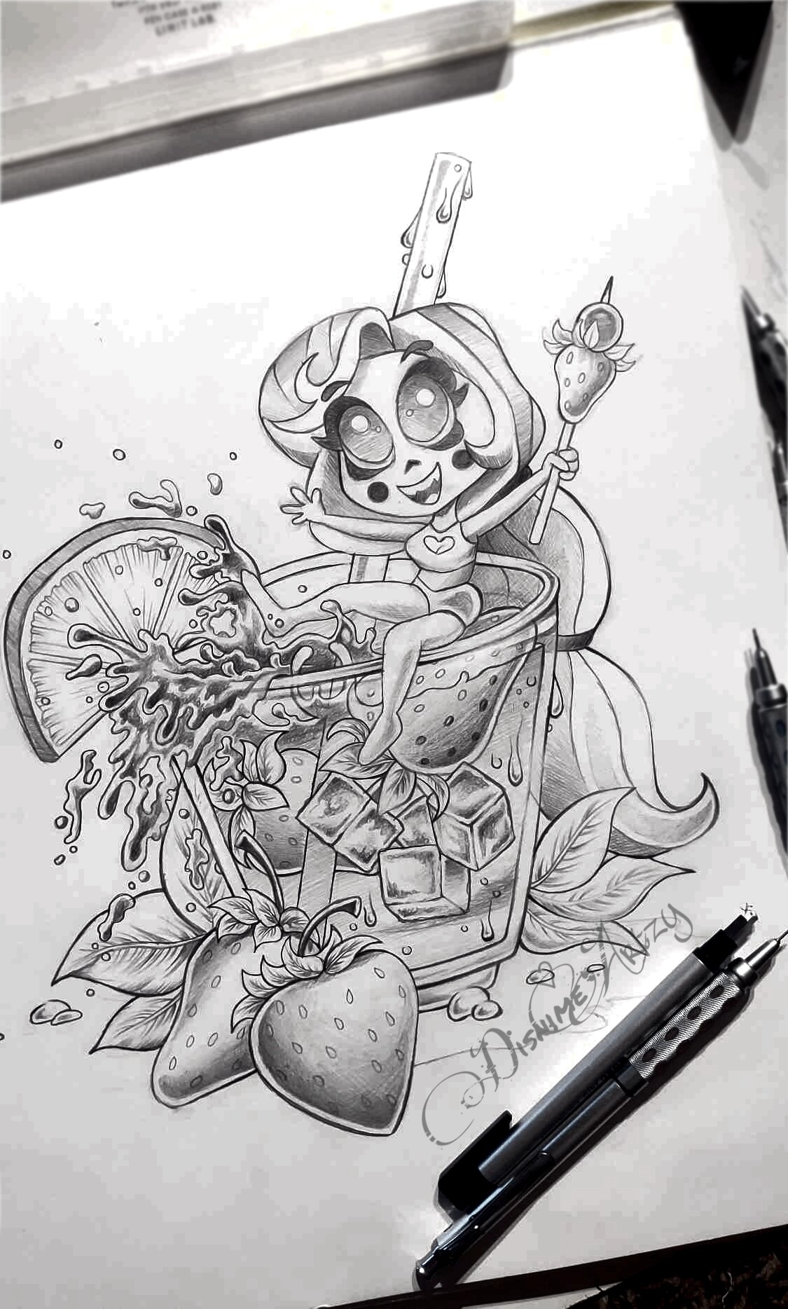 ArtStation - GrayScale: Charlie's Strawberry Lemon Cocktail