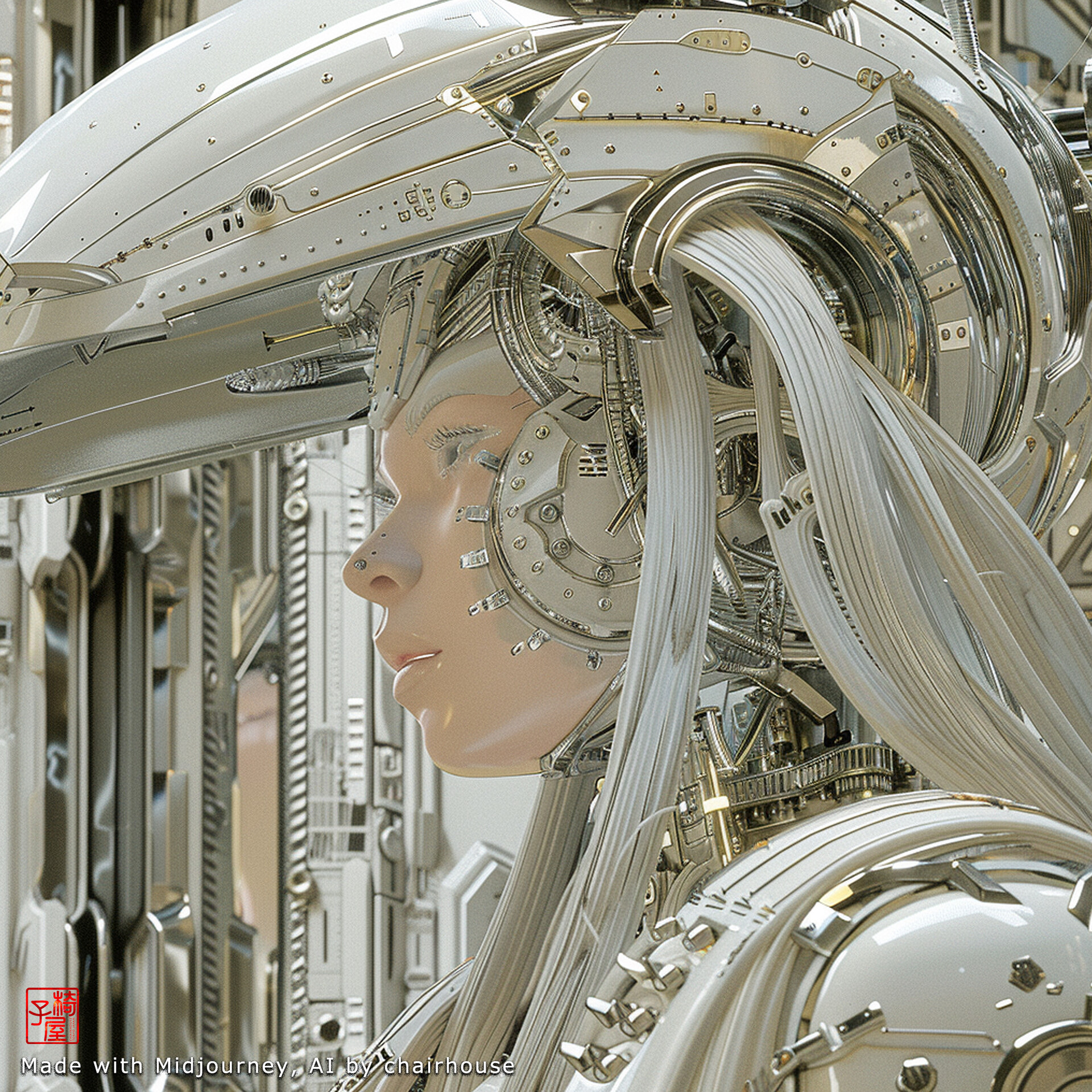ArtStation - mechanical silver goddess9 in silver machine city 240302 ...