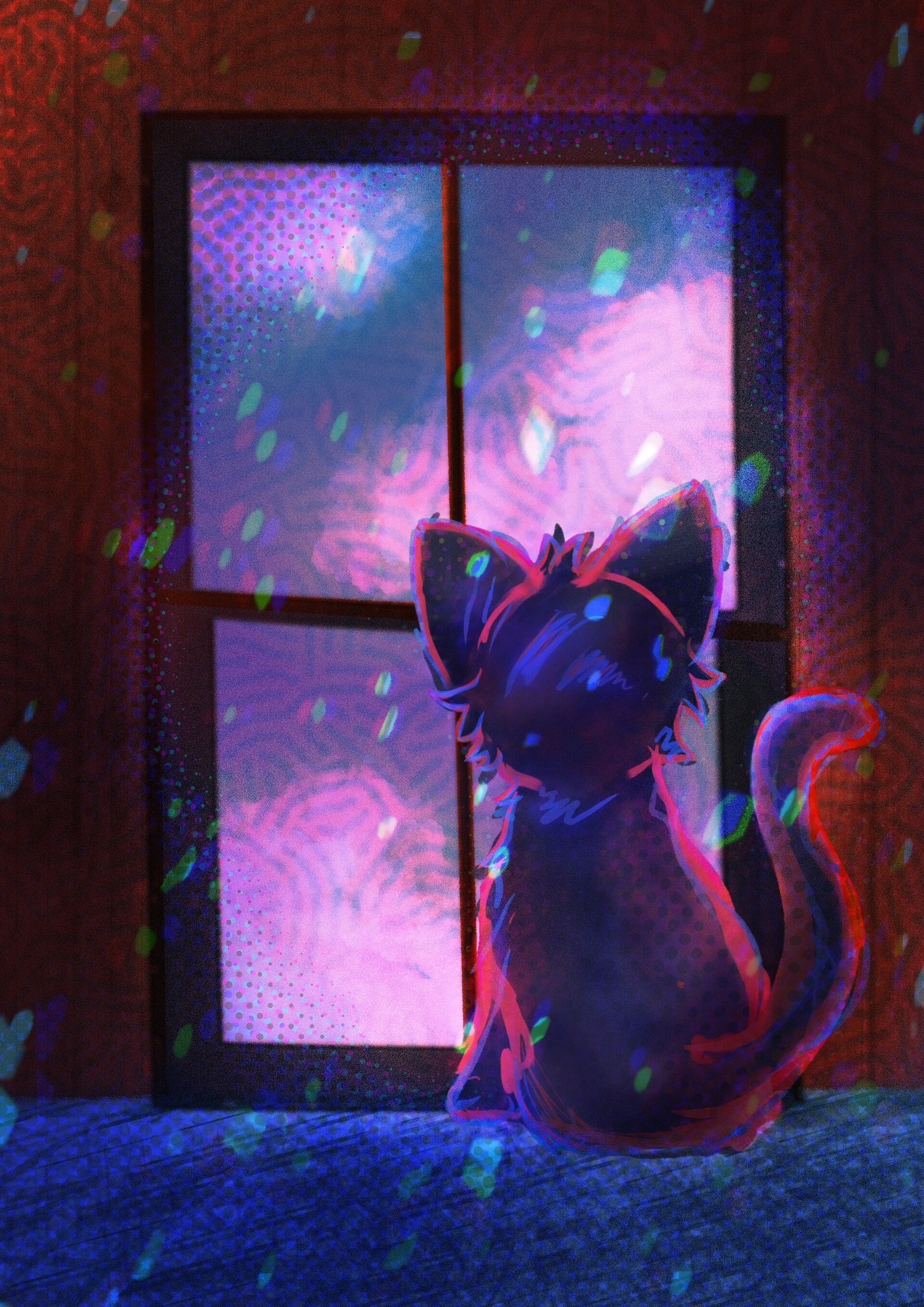 ArtStation - Cat looking out window
