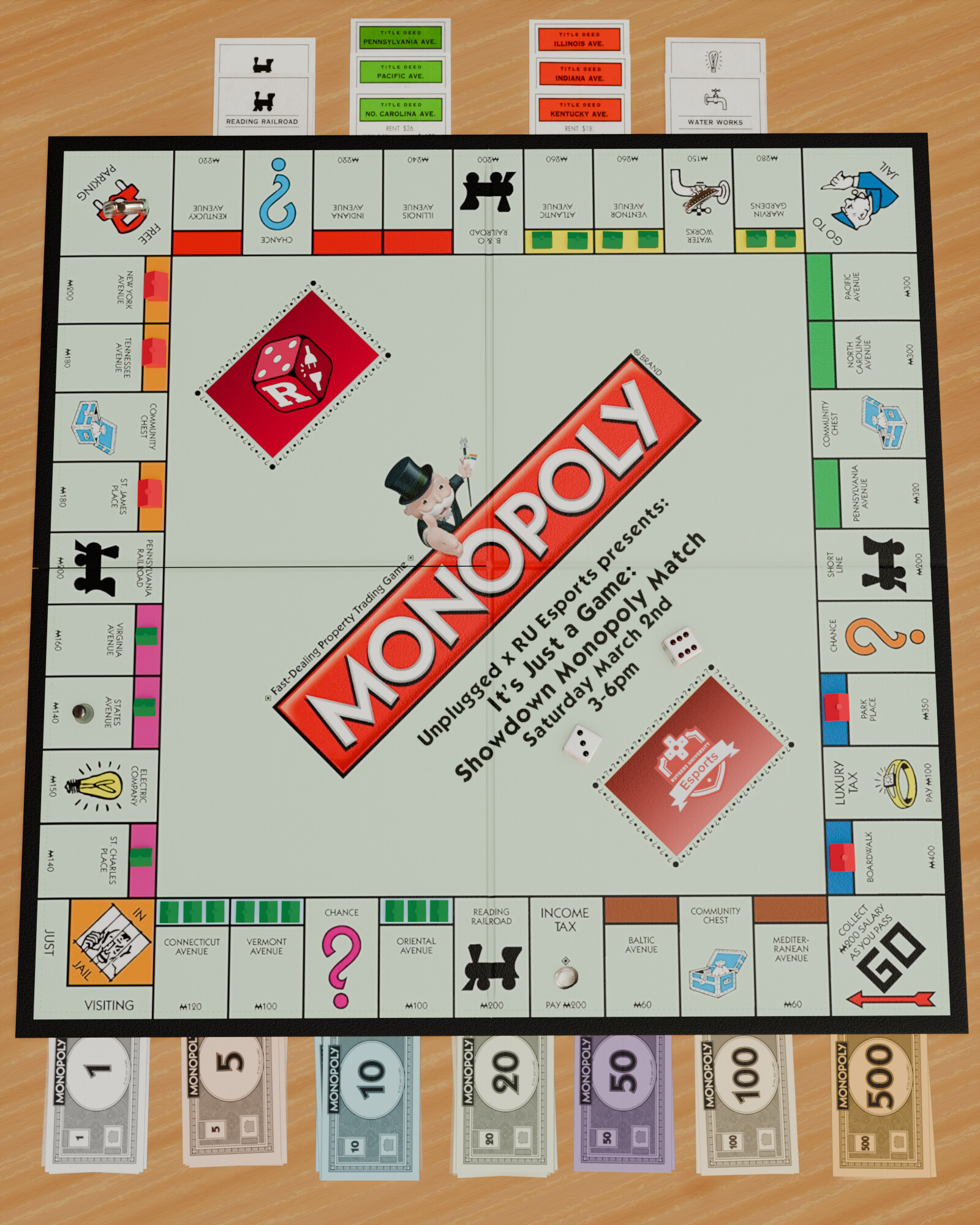 ArtStation - Monopoly Showdown (Rutgers Unplugged Event) Flyer