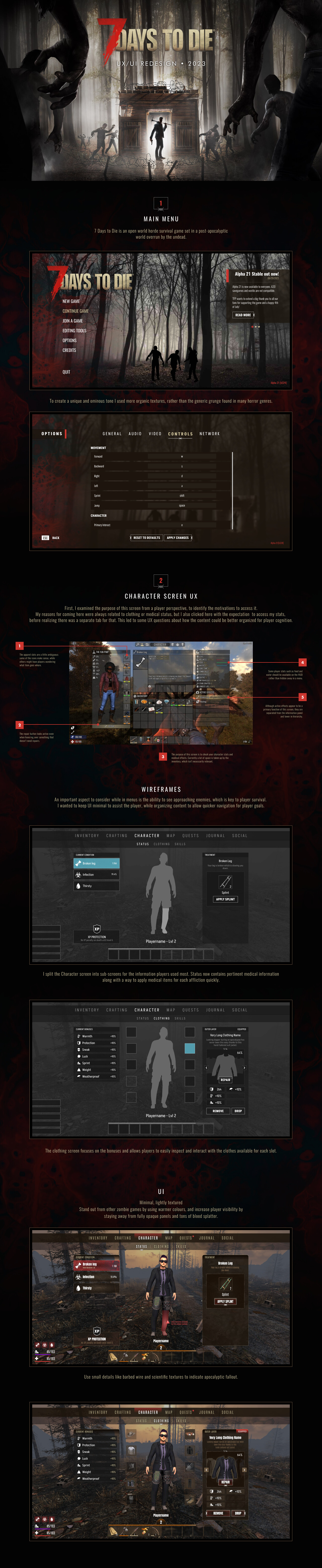 ArtStation - 7 Days to Die - Character Screen UX/UI Redesign