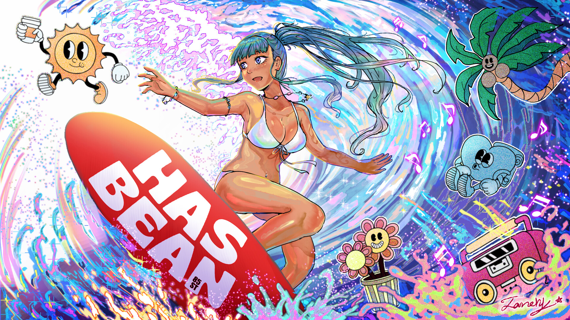 ArtStation - Surf girl X Has Beach