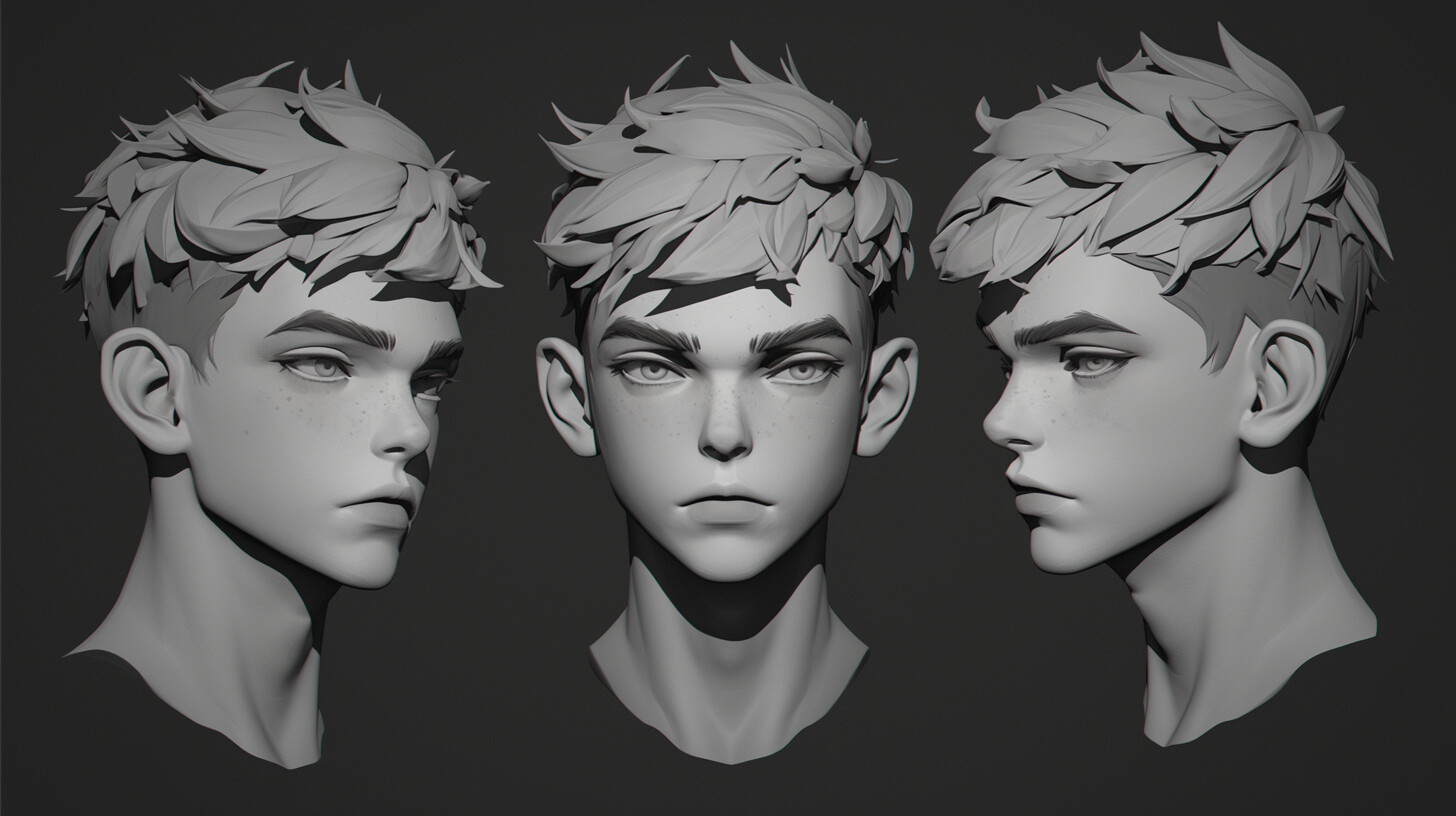 3D Head Sculpt References in 4K - Tika Art - +390 Kid Boy Head Sculpt ...