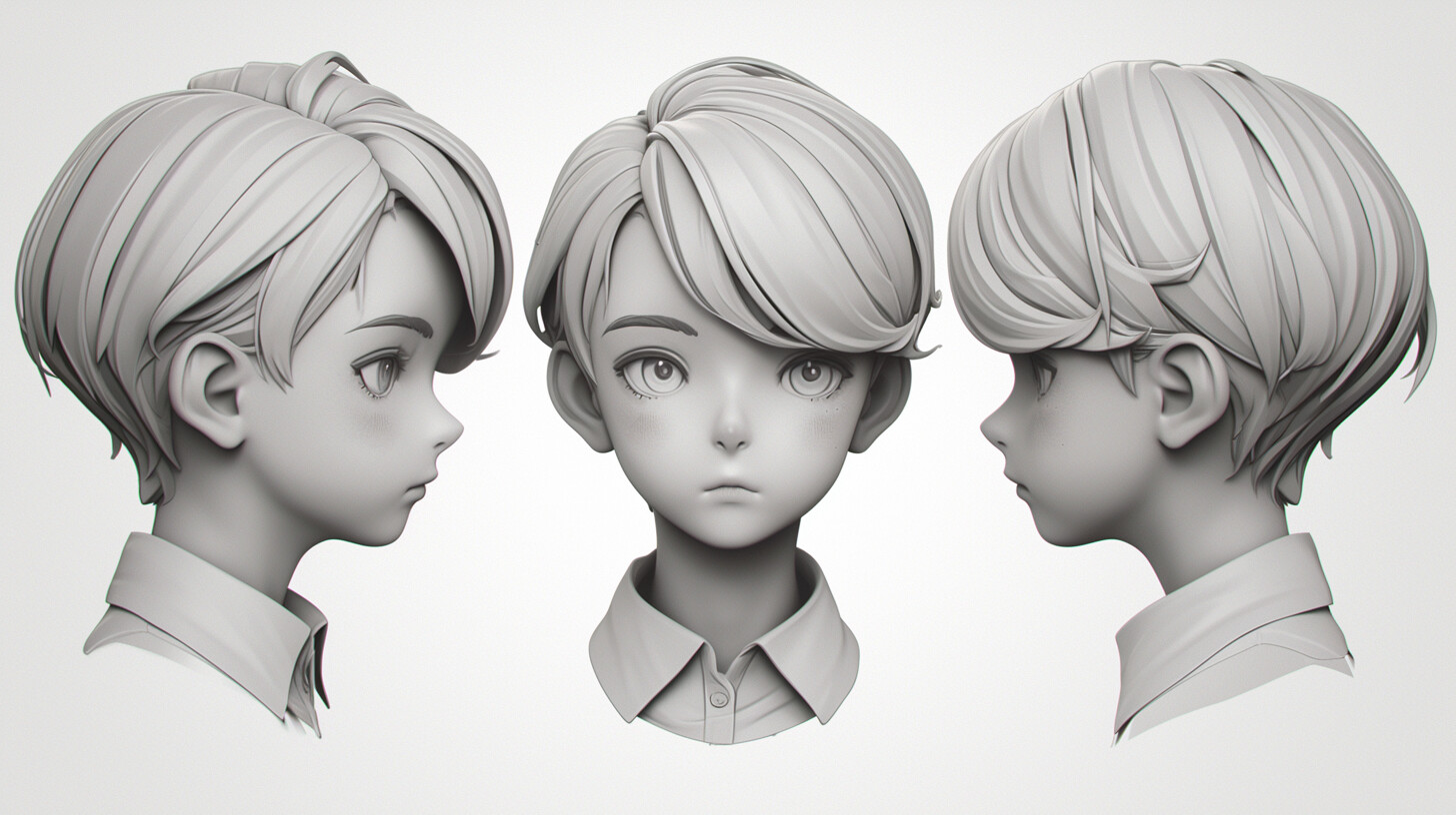 3D Head Sculpt References in 4K - Tika Art - +390 Kid Boy Head Sculpt ...
