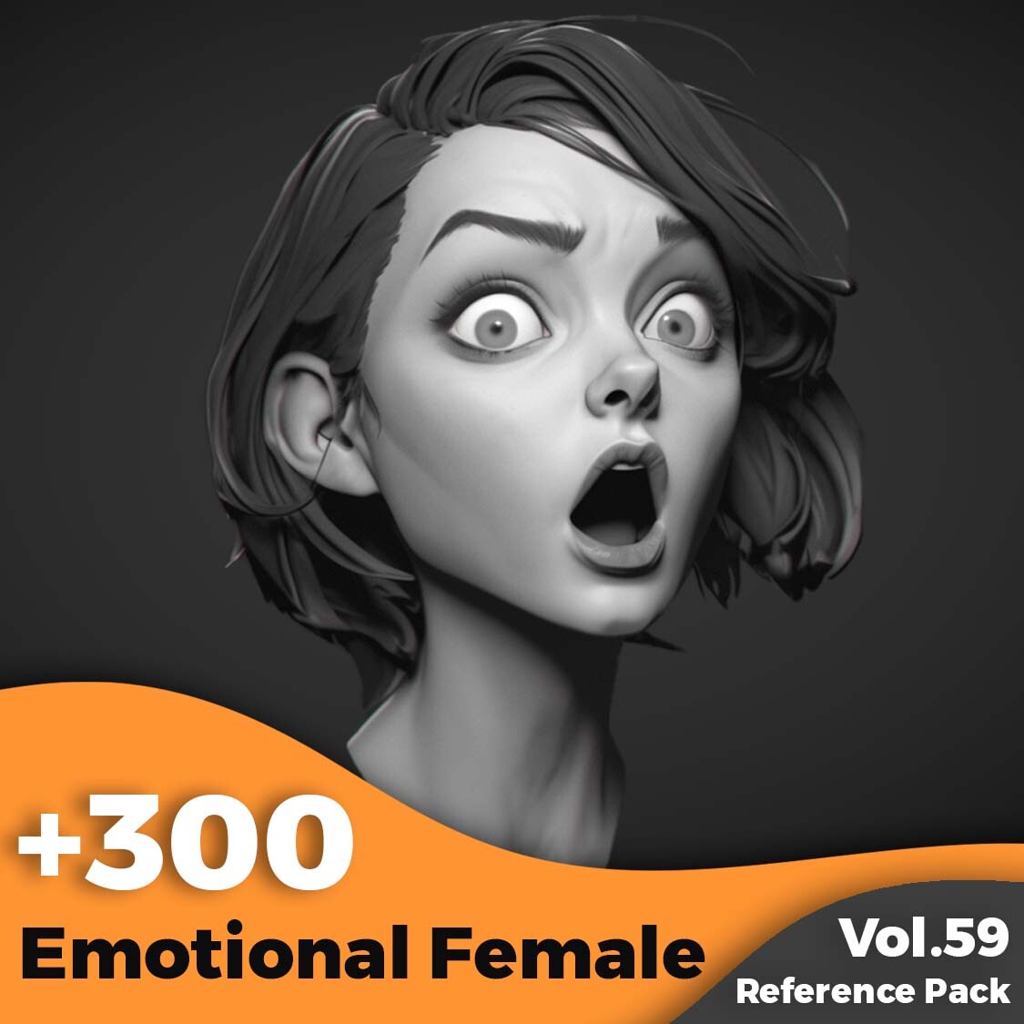 3D Head Sculpt References in 4K - Tika Art - +300 Emotional Female Head ...