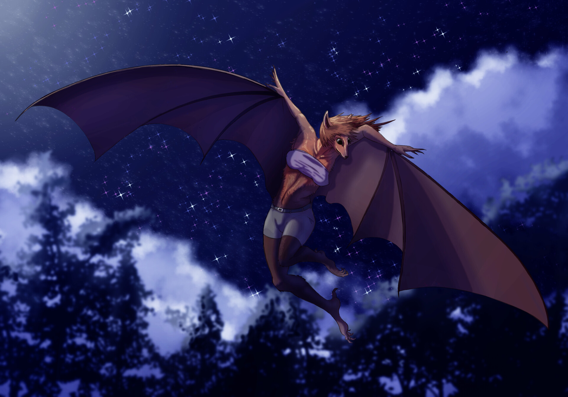 ArtStation - Bat-Lady in the Night Sky