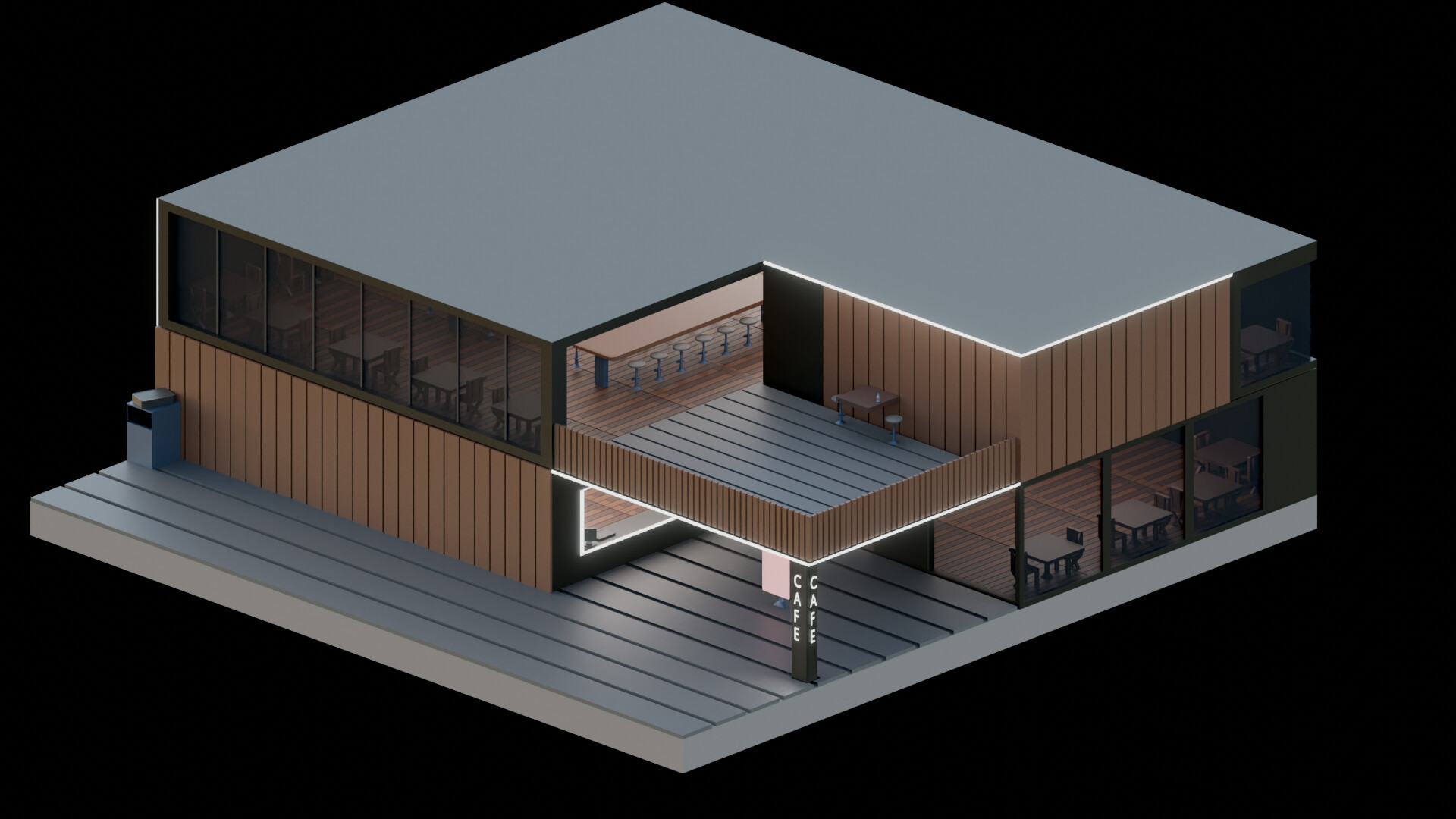 ArtStation - 3D Low Poly Cafe