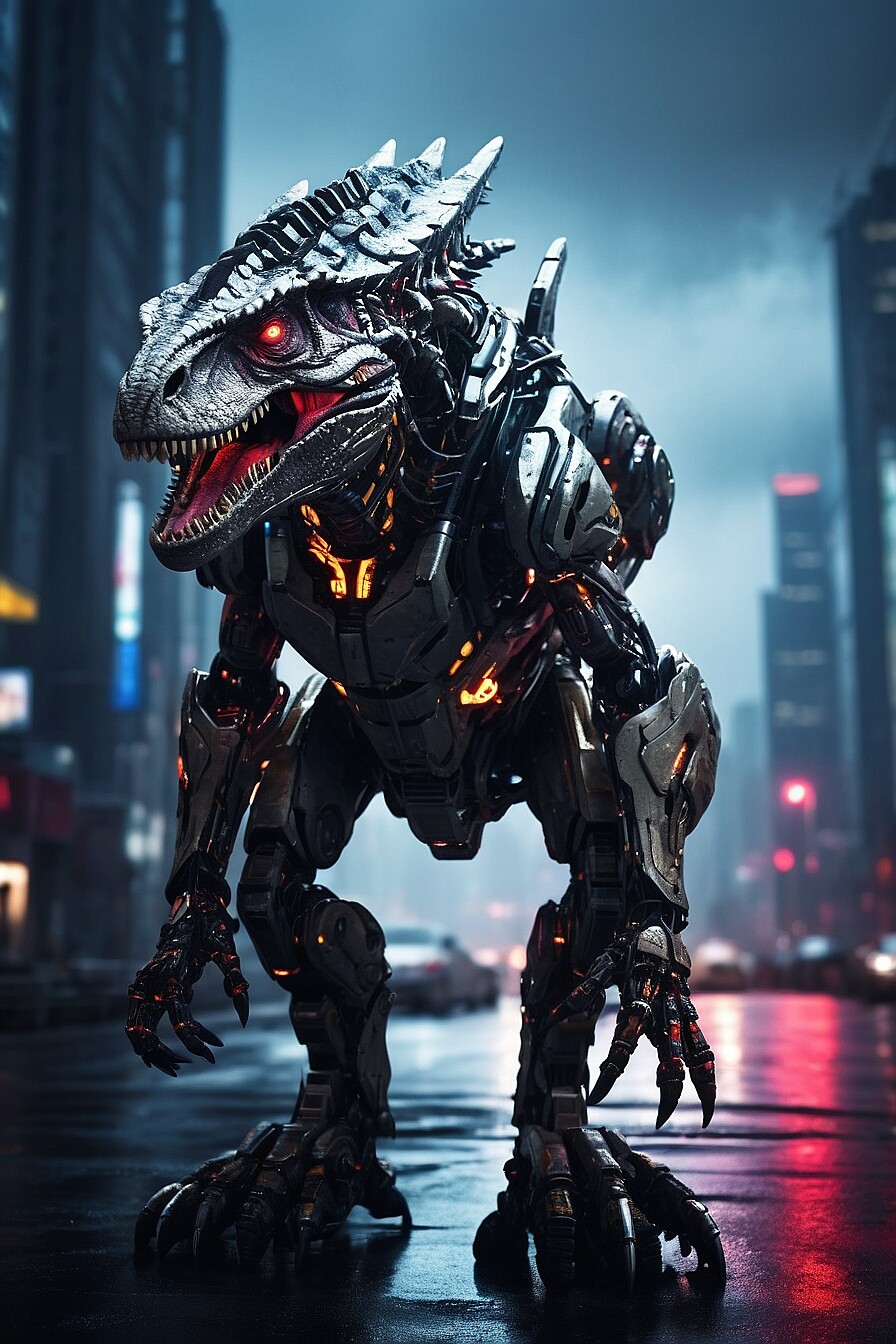 ArtStation - Robotic Dinosaur rampage in the modern city