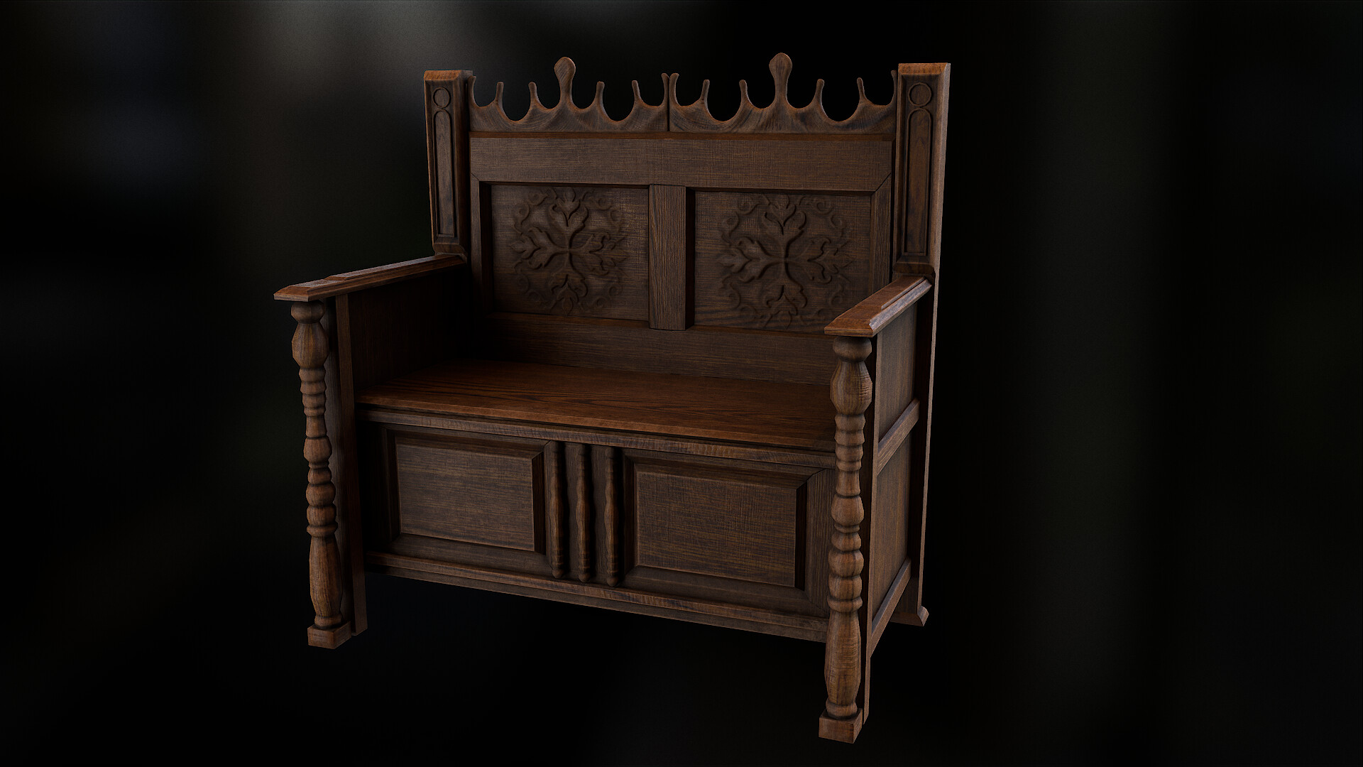 ArtStation - Gothic hall bench
