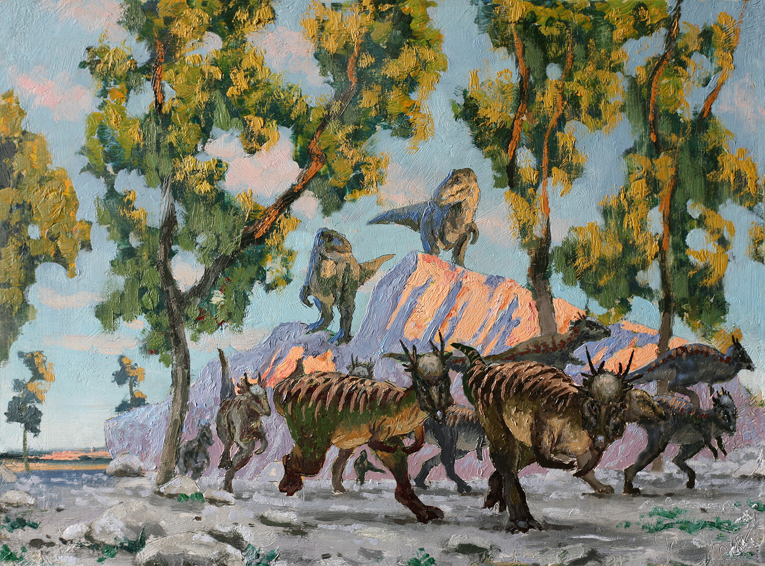 ArtStation - Frightened herd of pachycephalosaurs
