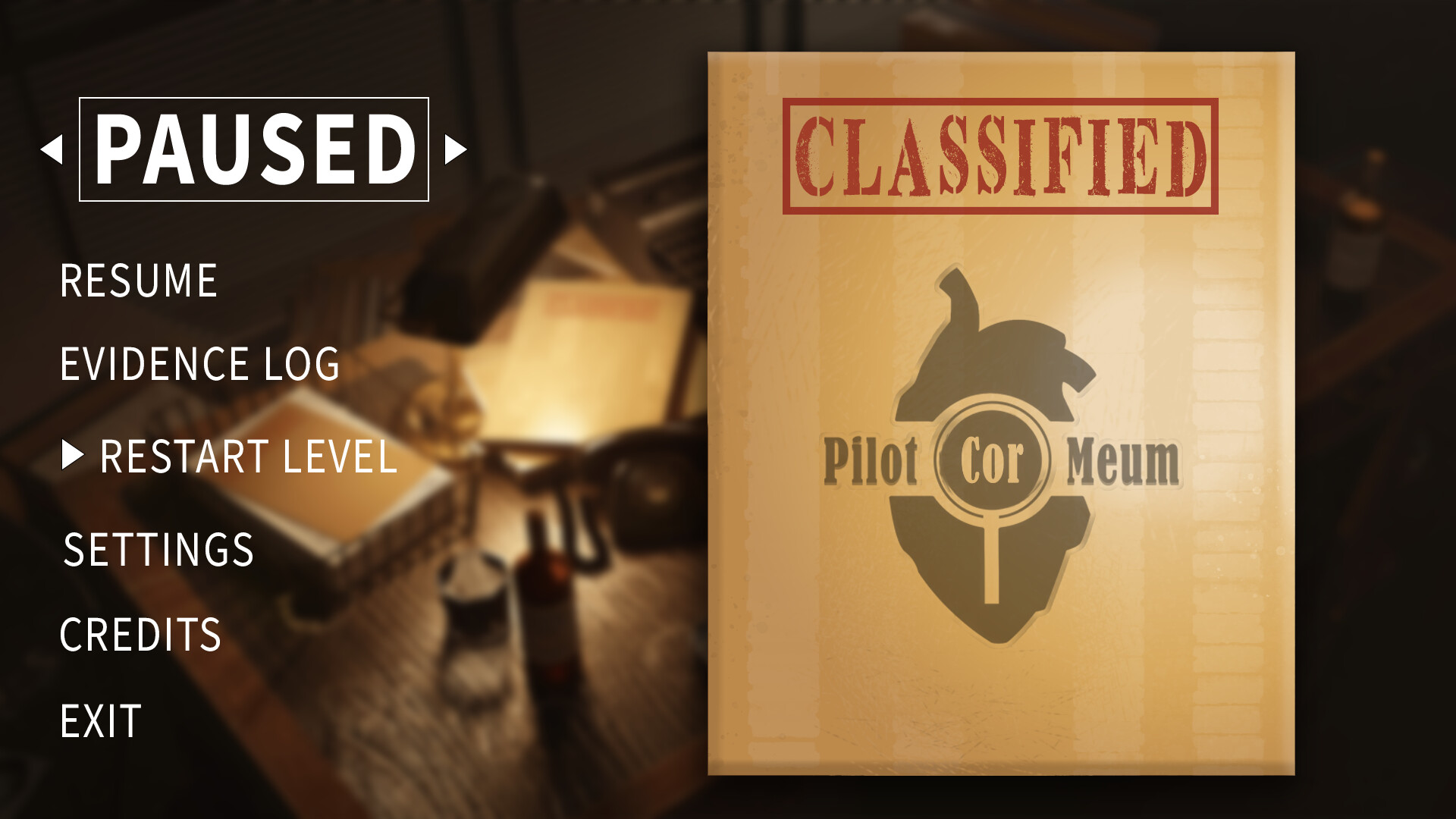 ArtStation - Detective game pause menu