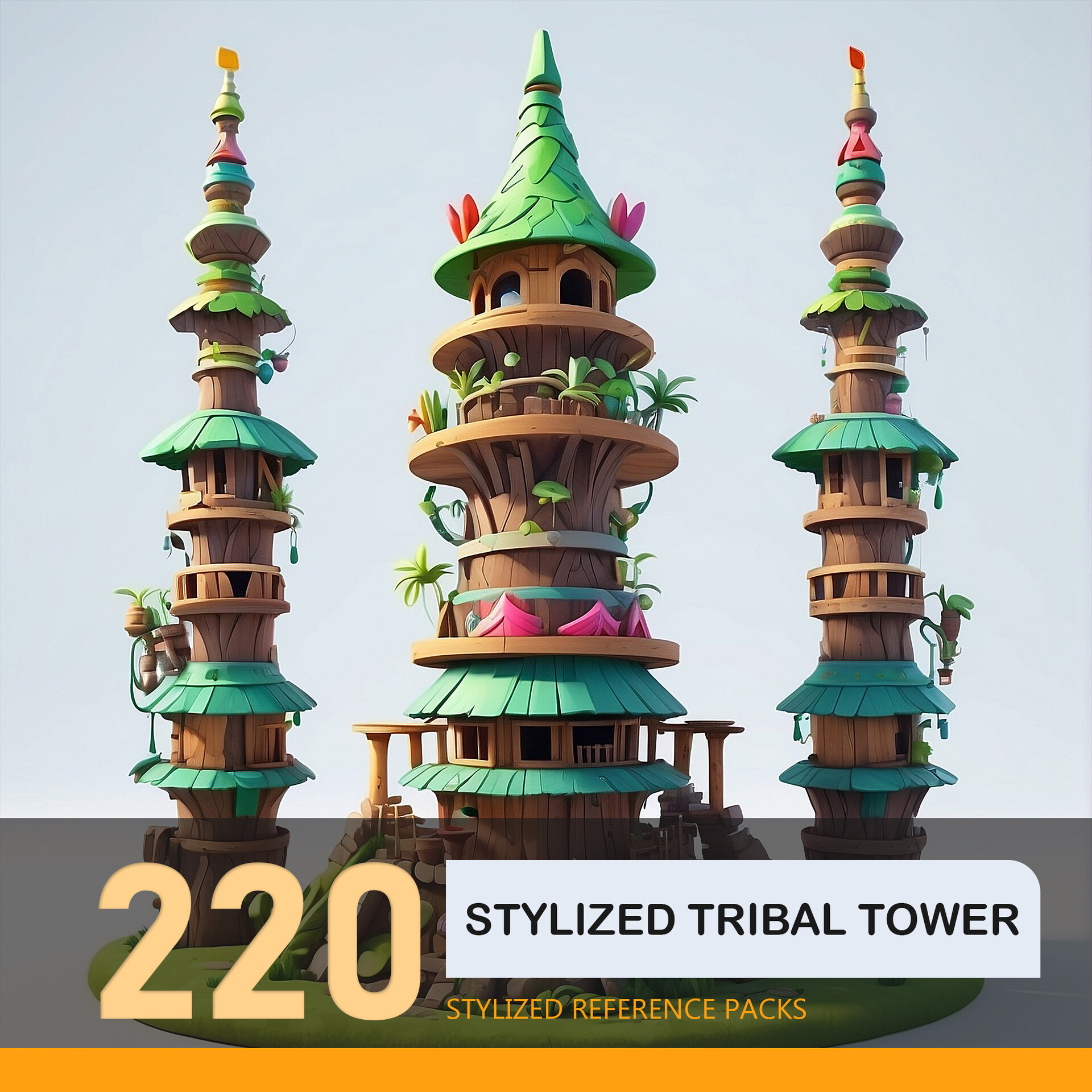 ArtStation - Stylized Tribal Tower-4K-Stylized References Pack