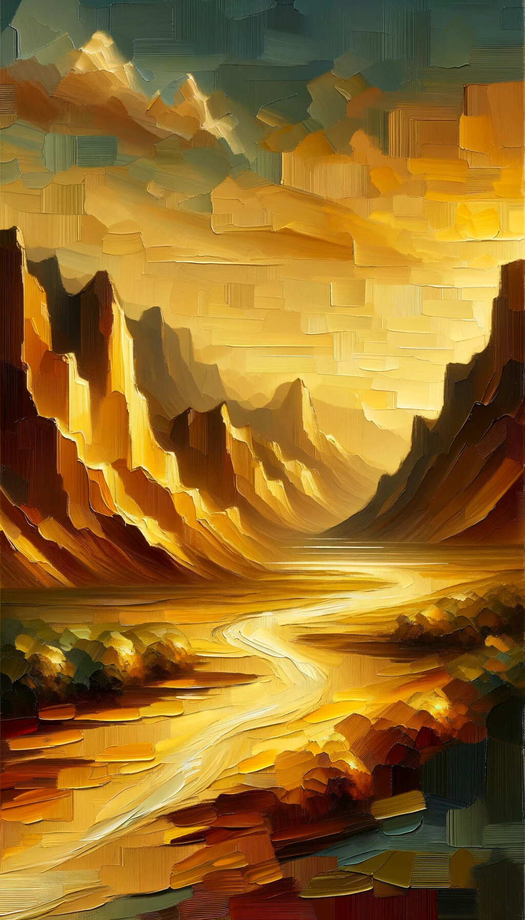 ArtStation - Amber Serenity: Abstract Landscape in Yellow and Brown Shades