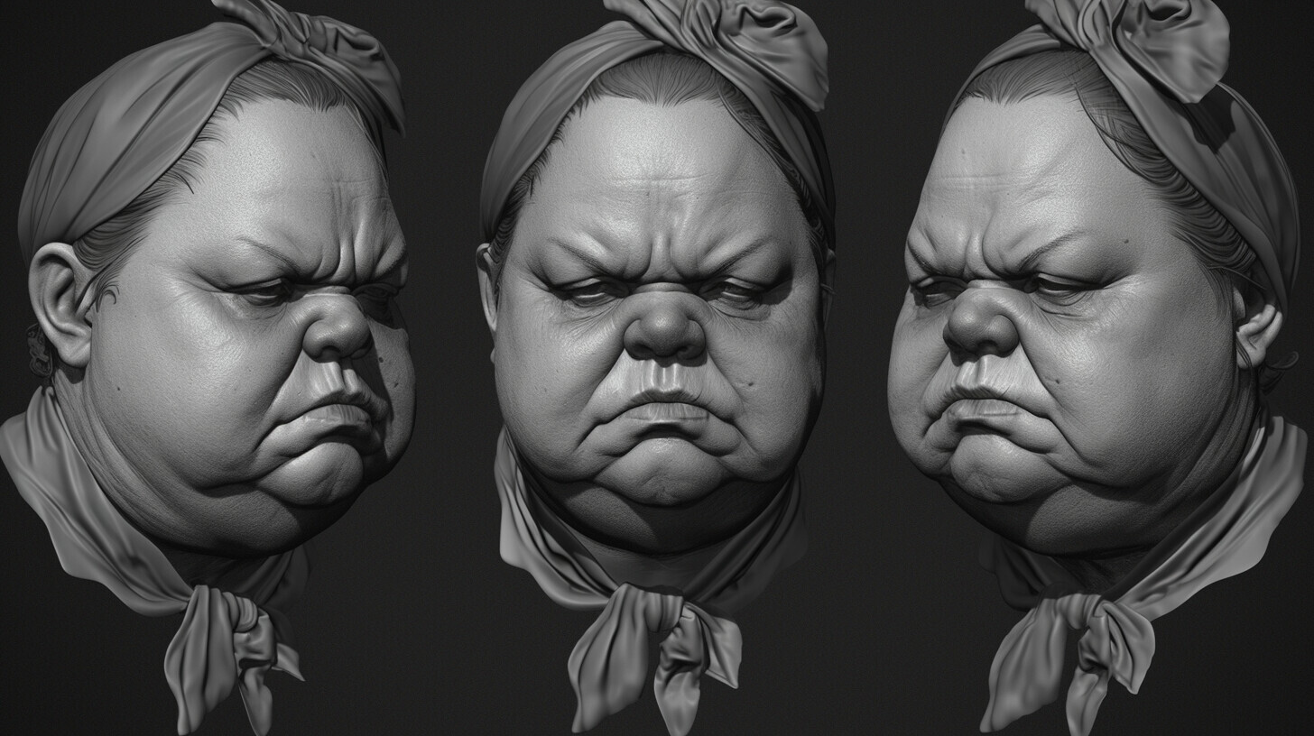 Tika Art - +300 Fat Female Head Sculpt Reference(4k)