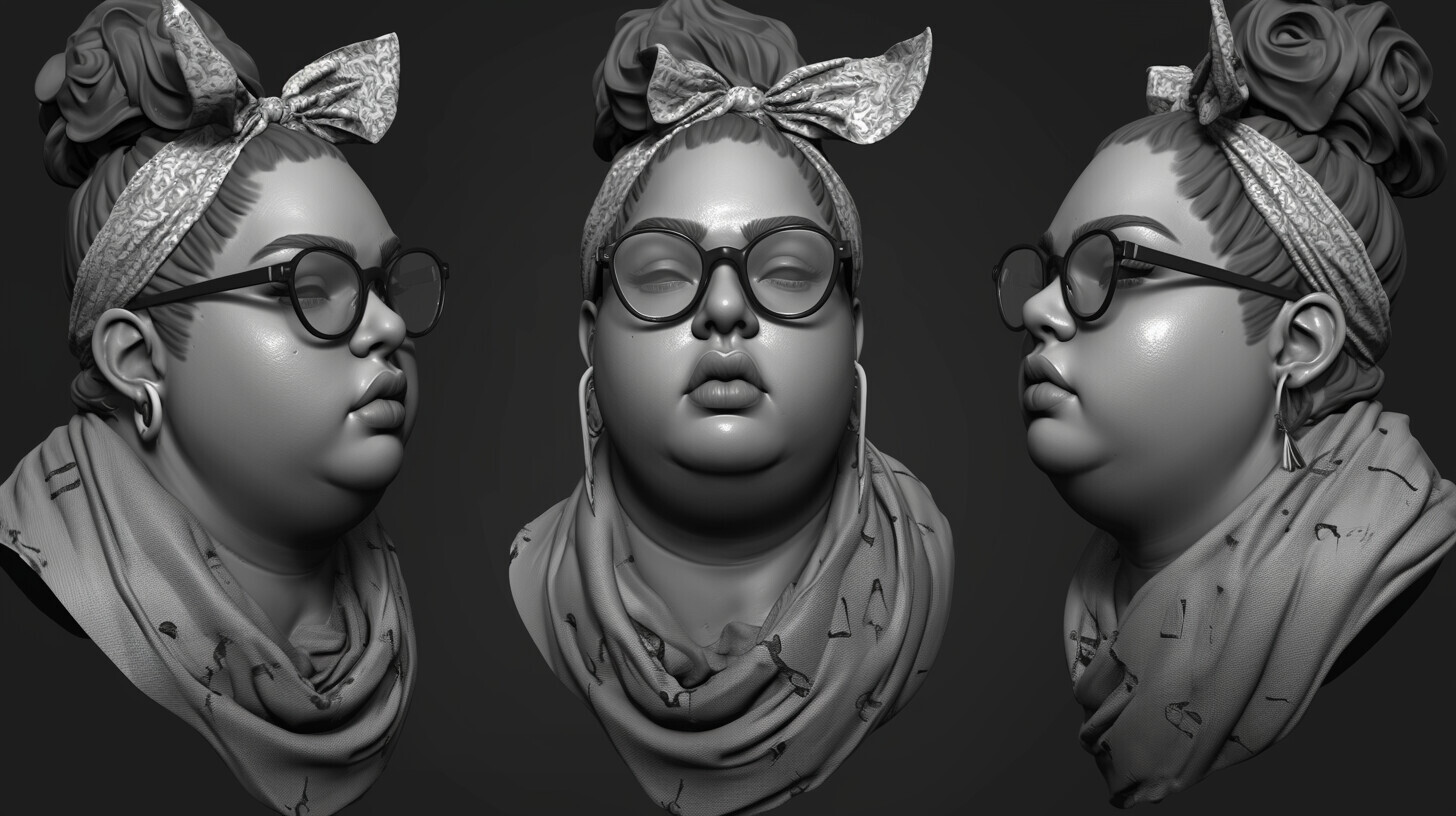 Tika Art - +300 Fat Female Head Sculpt Reference(4k)