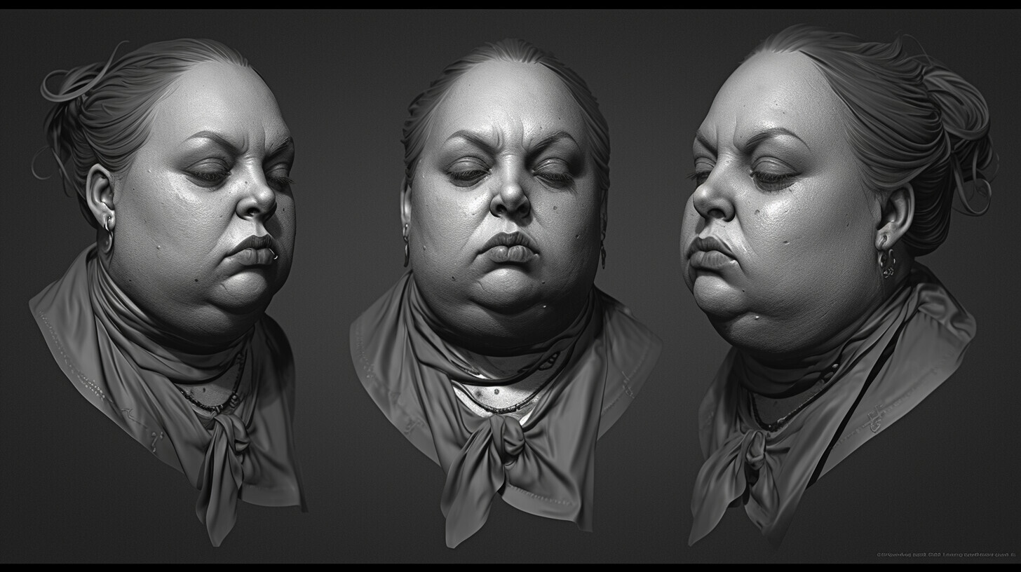 Tika Art - +300 Fat Female Head Sculpt Reference(4k)