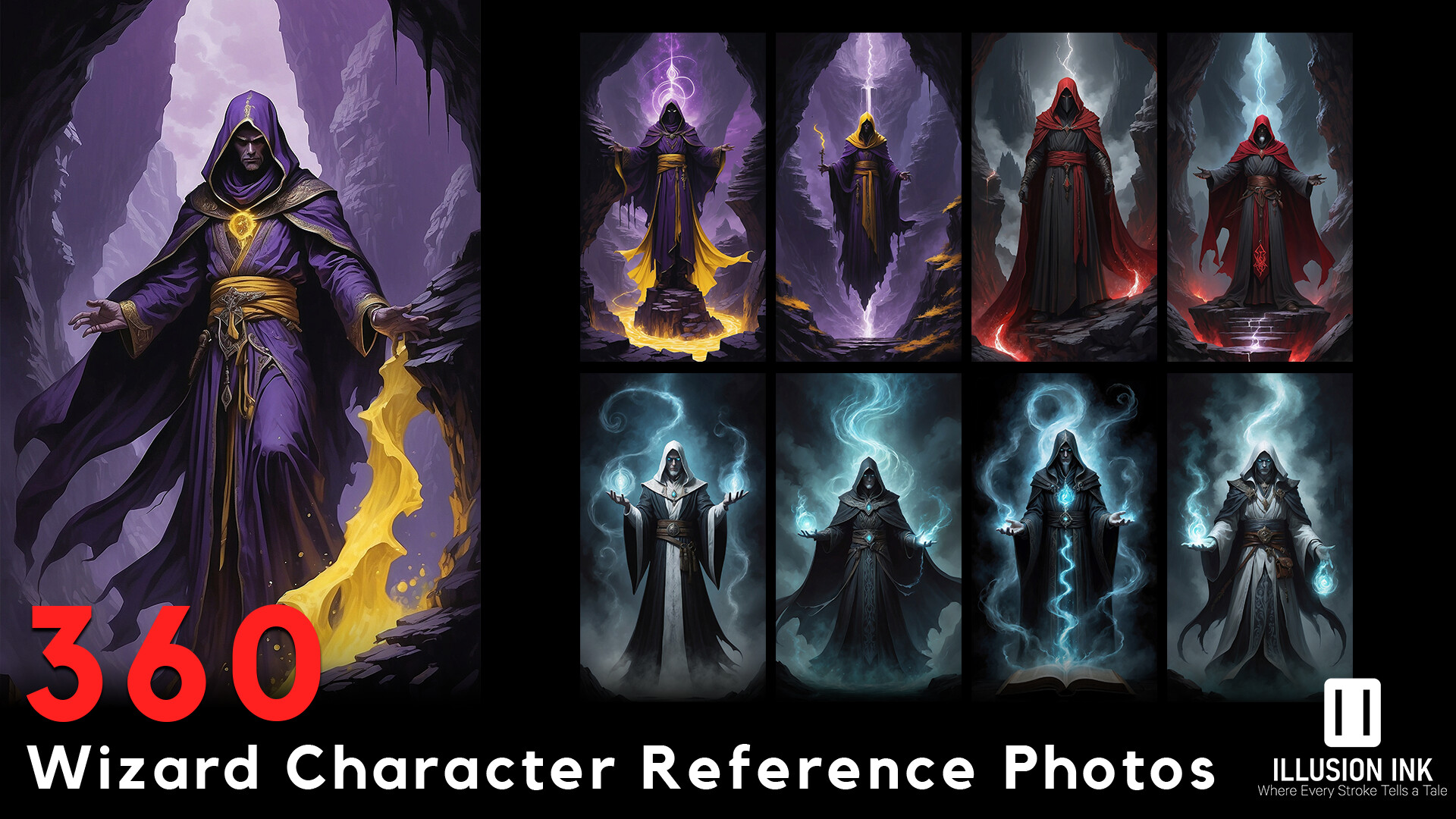 ILLUSION INK - 360 Wizard Character Reference Photos | 8K