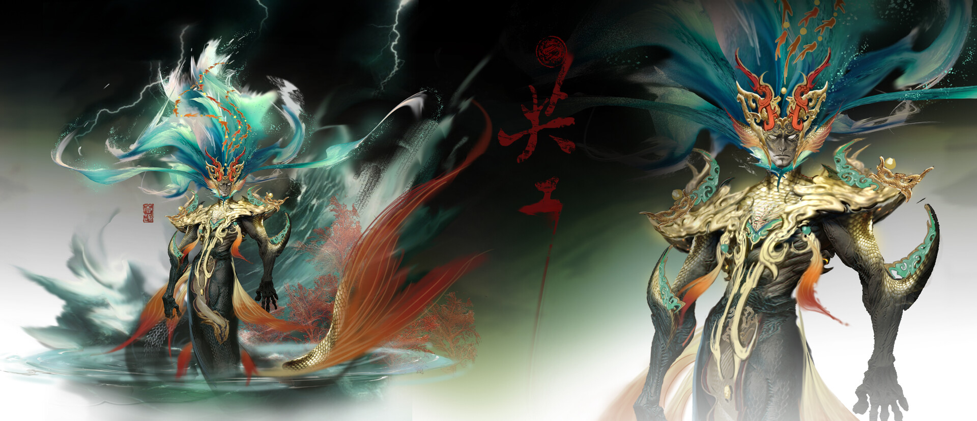 ArtStation - 水神共工 Gonggong, the Water God in Chinese mythology