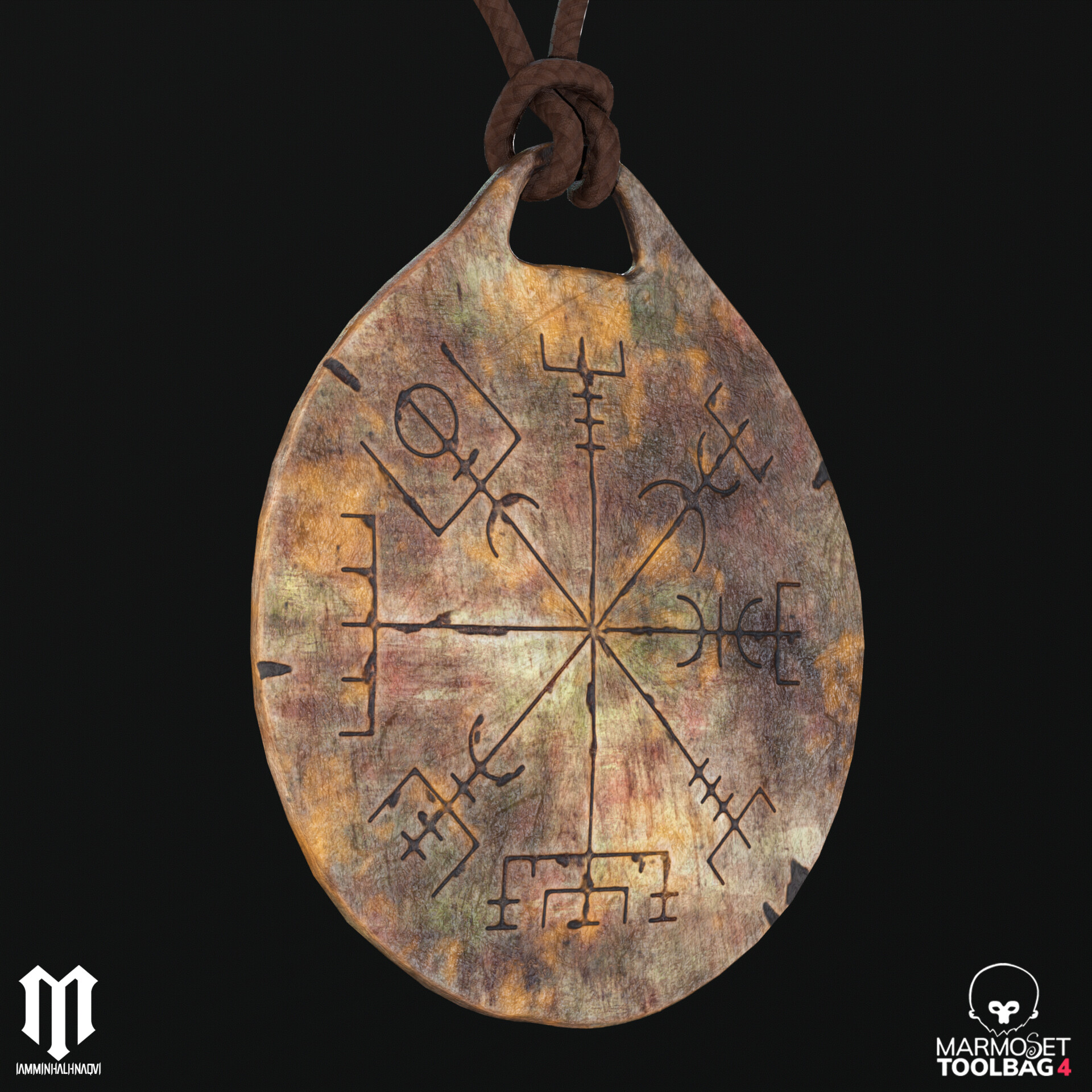 MINHALHNAQVI - Viking Runes Wooden Locket