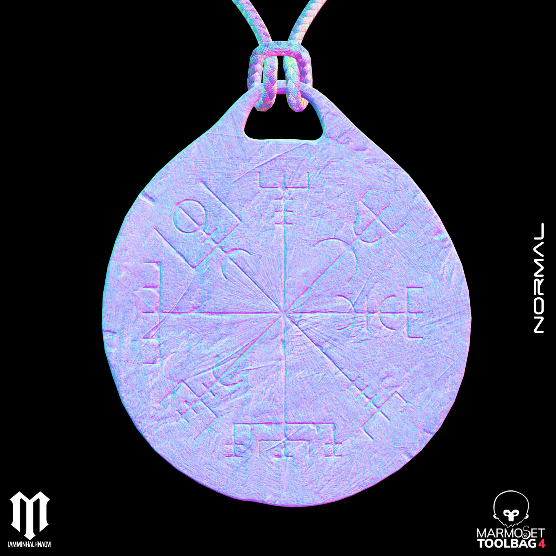MINHALHNAQVI - Viking Runes Wooden Locket