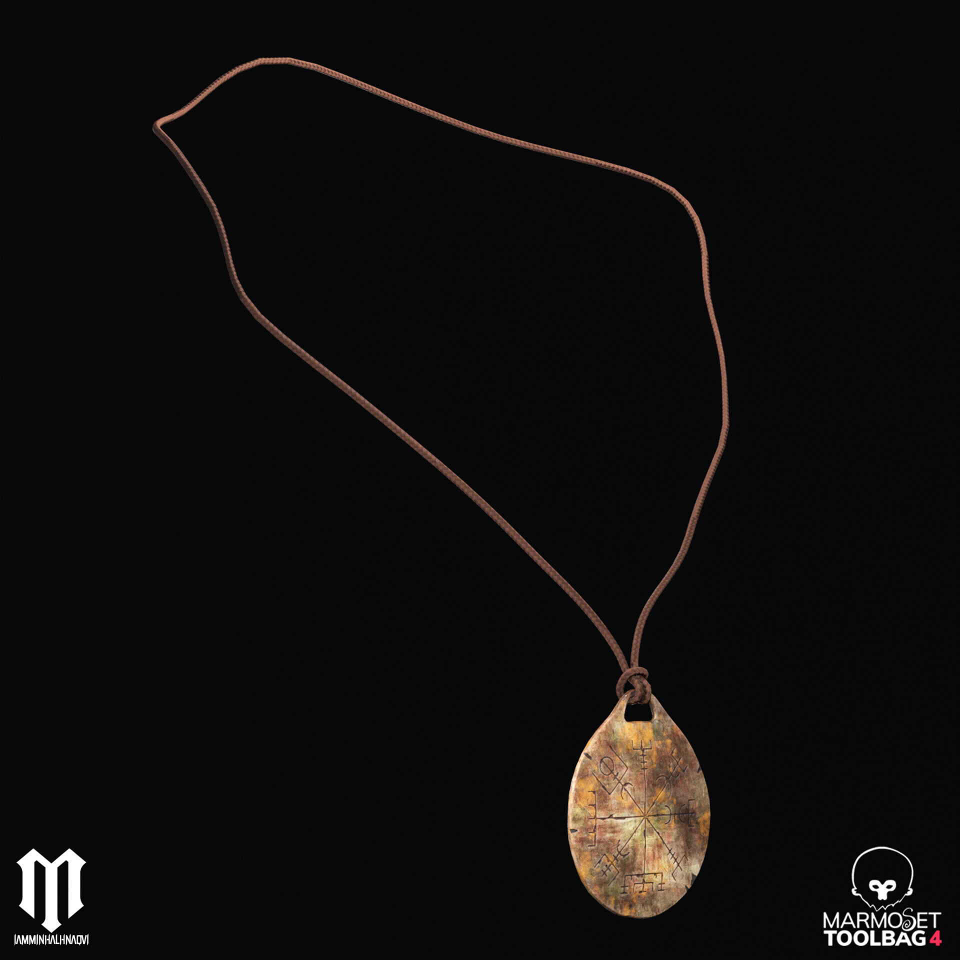 MINHALHNAQVI - Viking Runes Wooden Locket