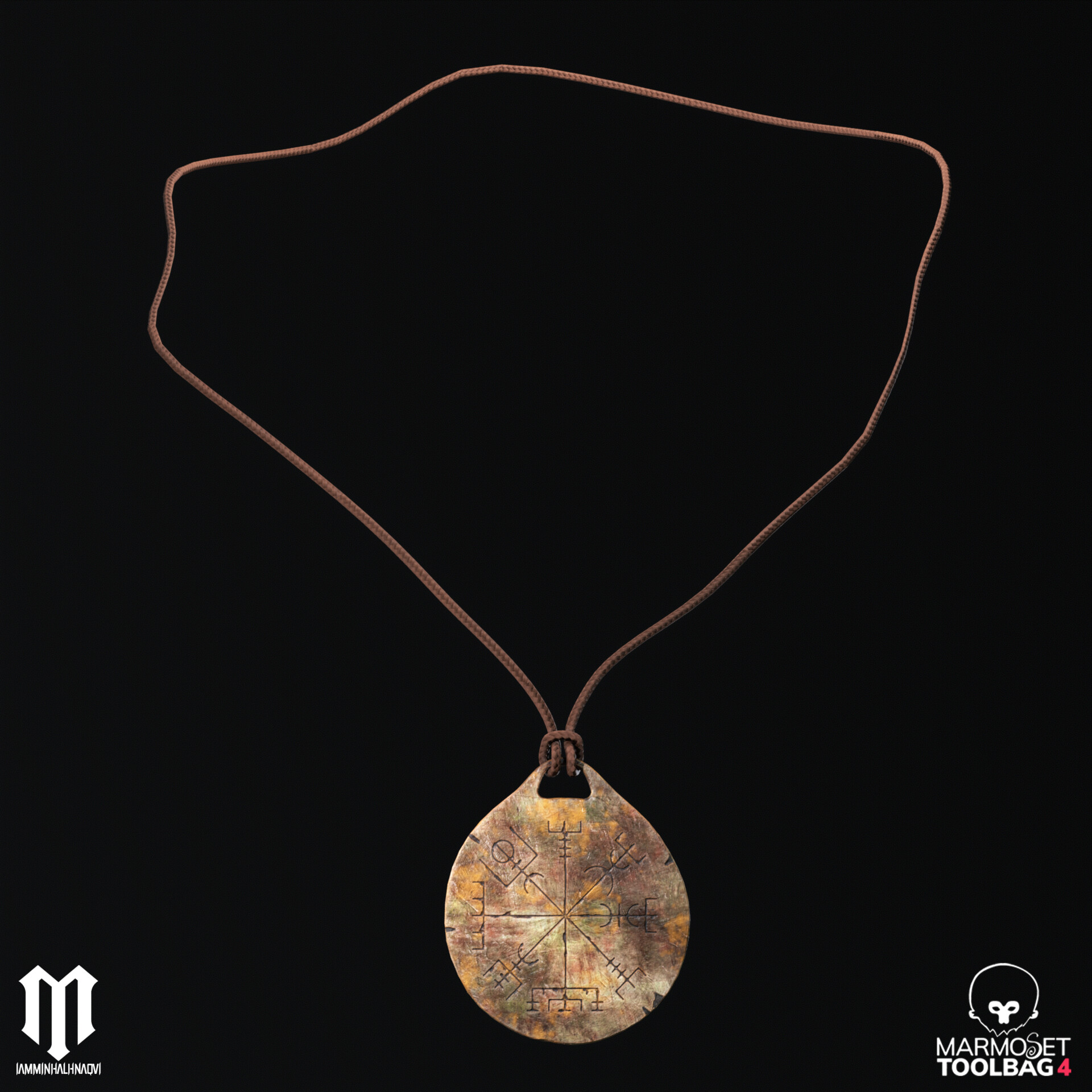 MINHALHNAQVI - Viking Runes Wooden Locket