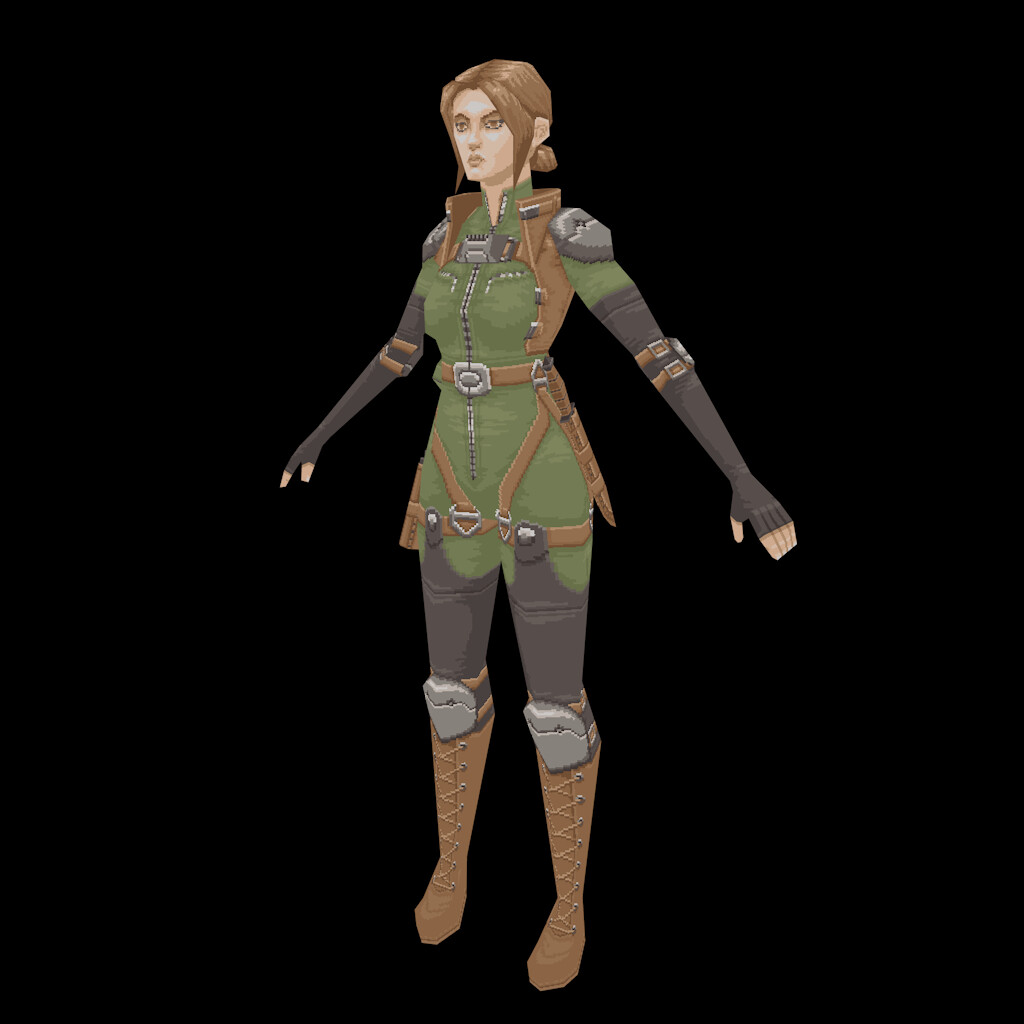 ArtStation - PS1 Retro Special Forces Gal