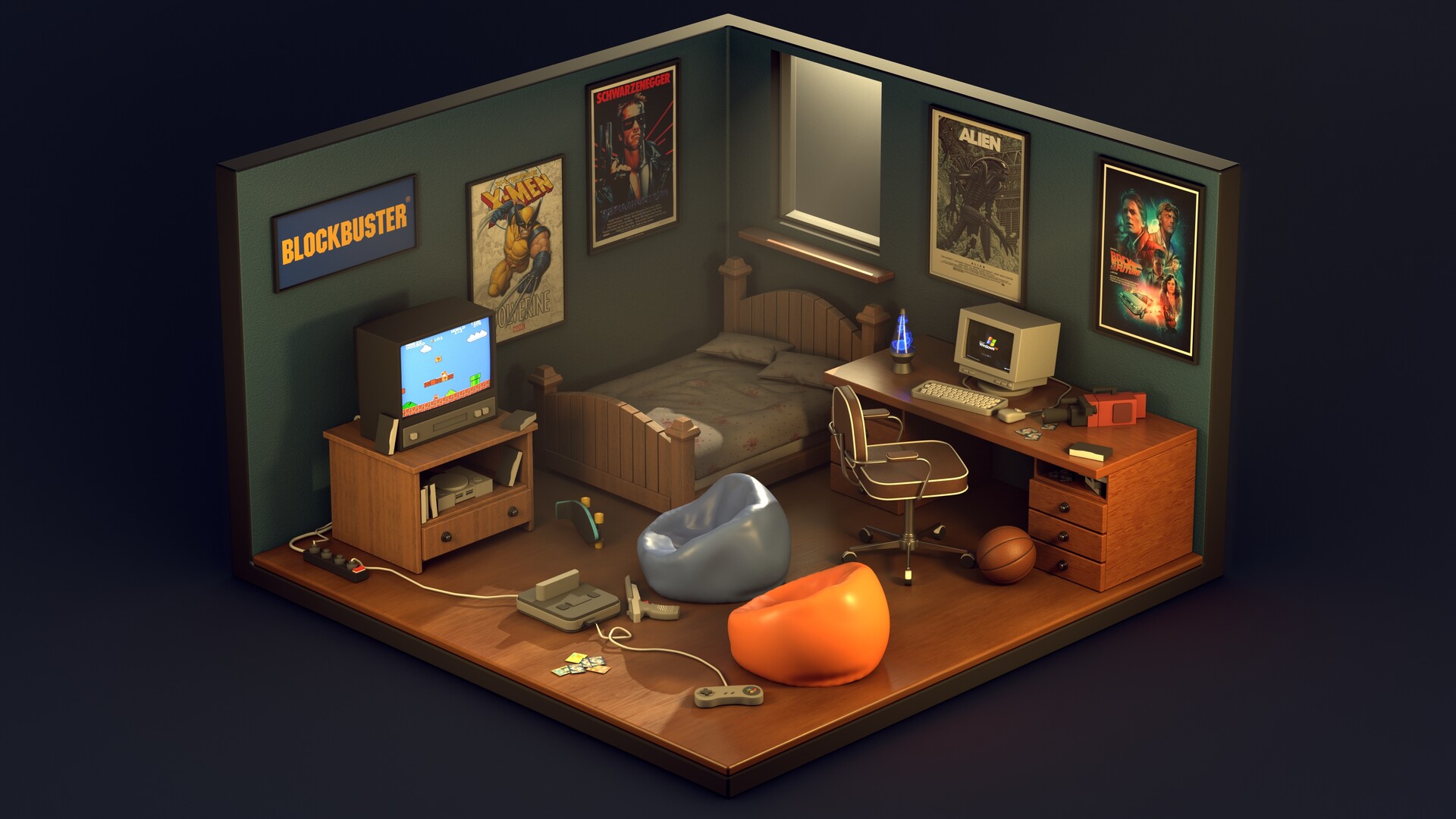 ArtStation - Retro Bedroom