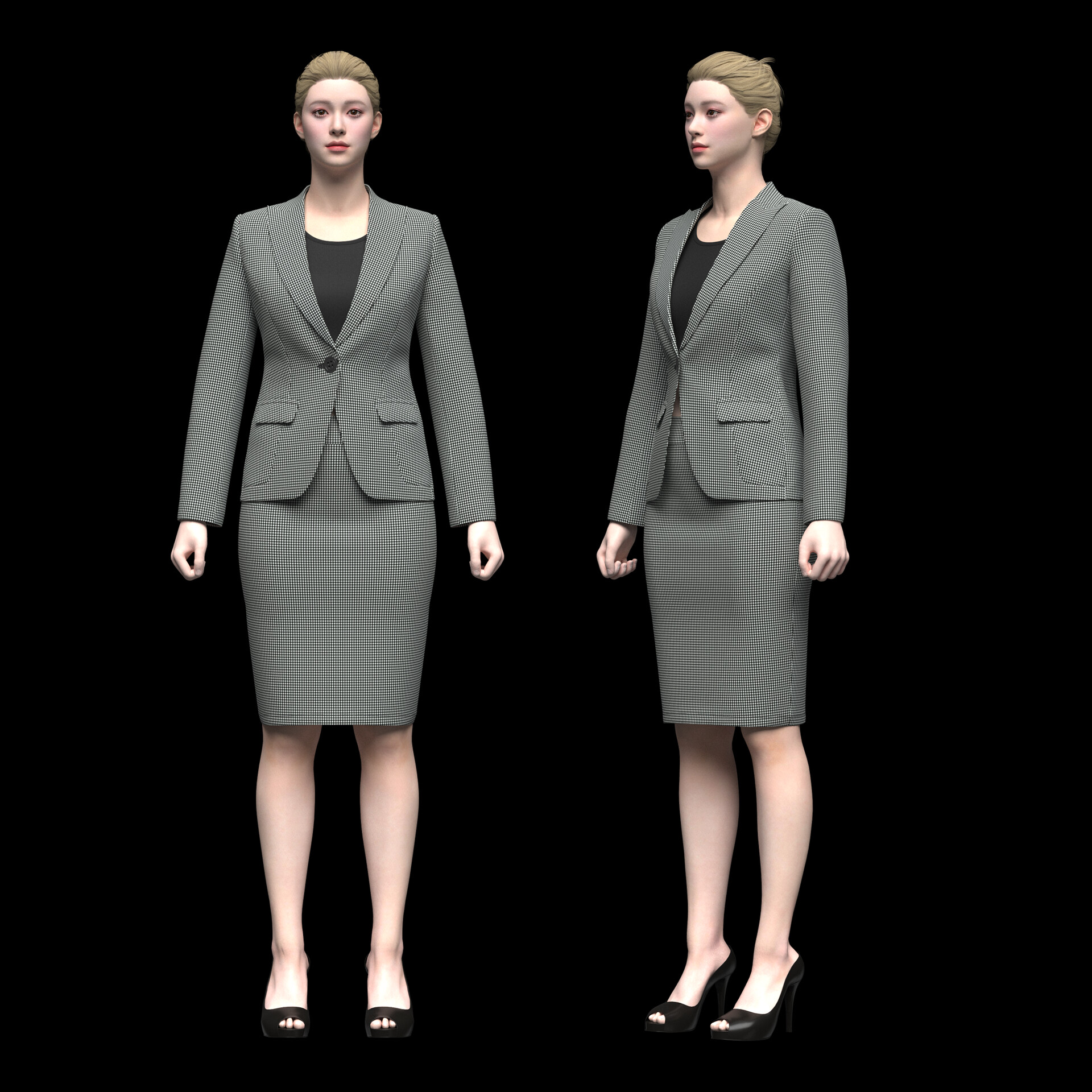 ArtStation - Ladies Office Wear Coat and Skirt 3d Model