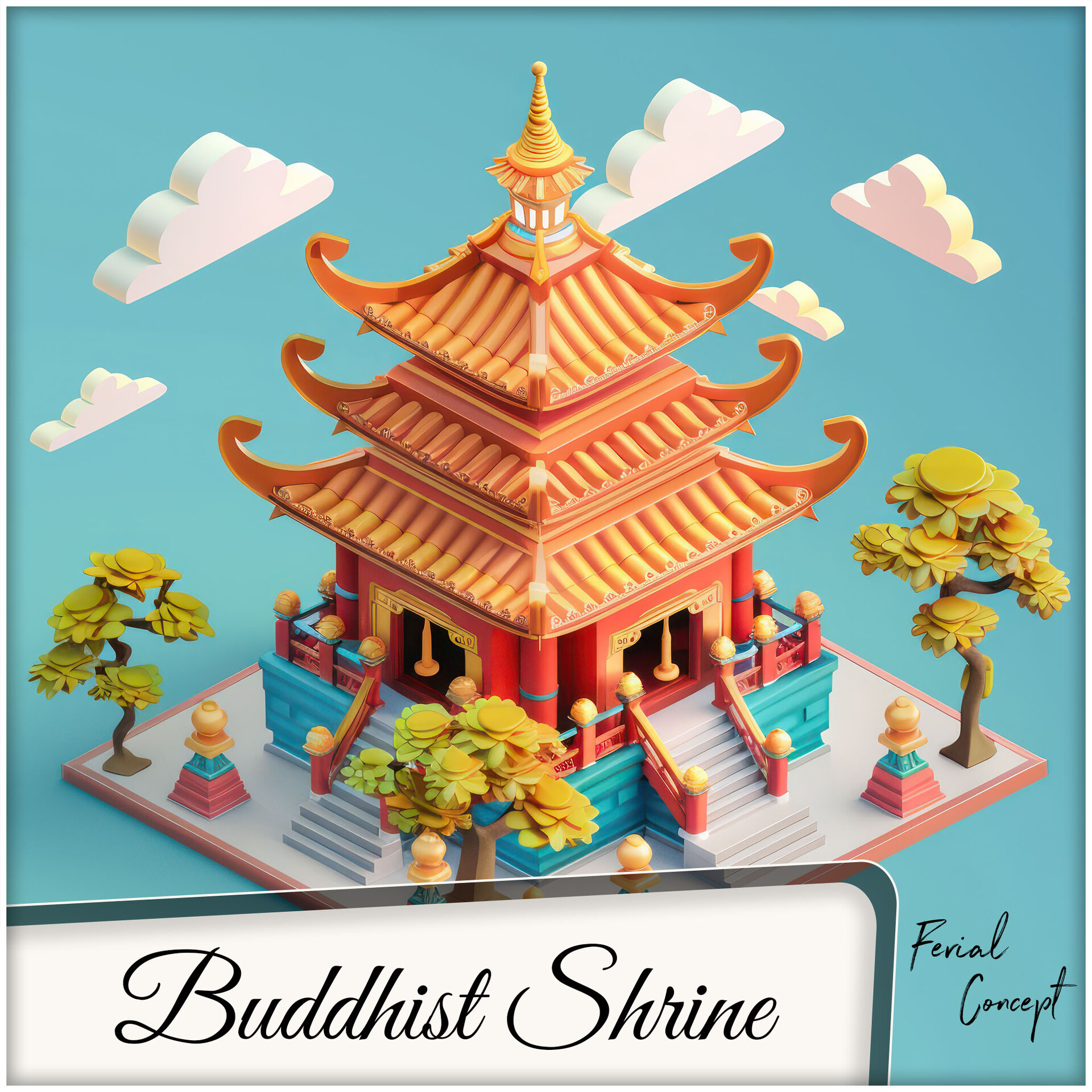 ArtStation - 🔹200 Buddhist Shrine - Isometric Concept Reference Image ...