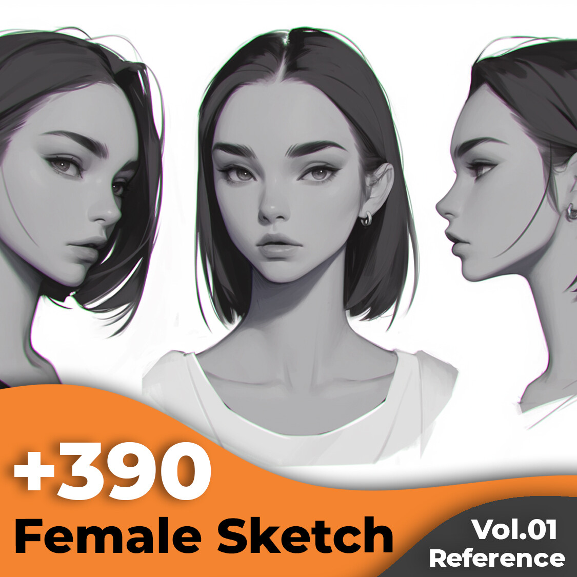 ArtStation - +390 Female Sketch Reference(4k) | Vol_01