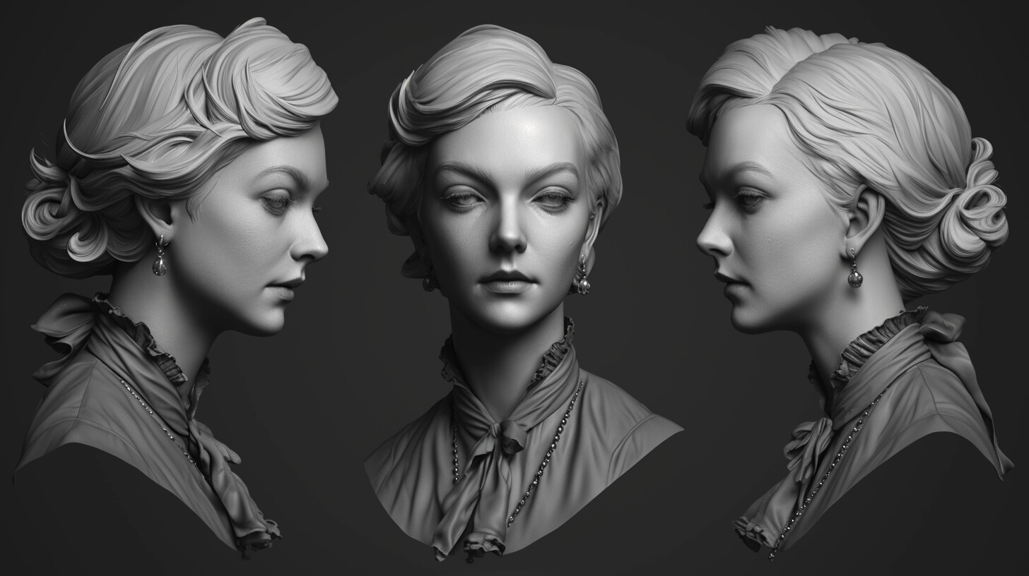 3D Head Sculpt References in 4K - Tika Art - +330 18th Century Female ...