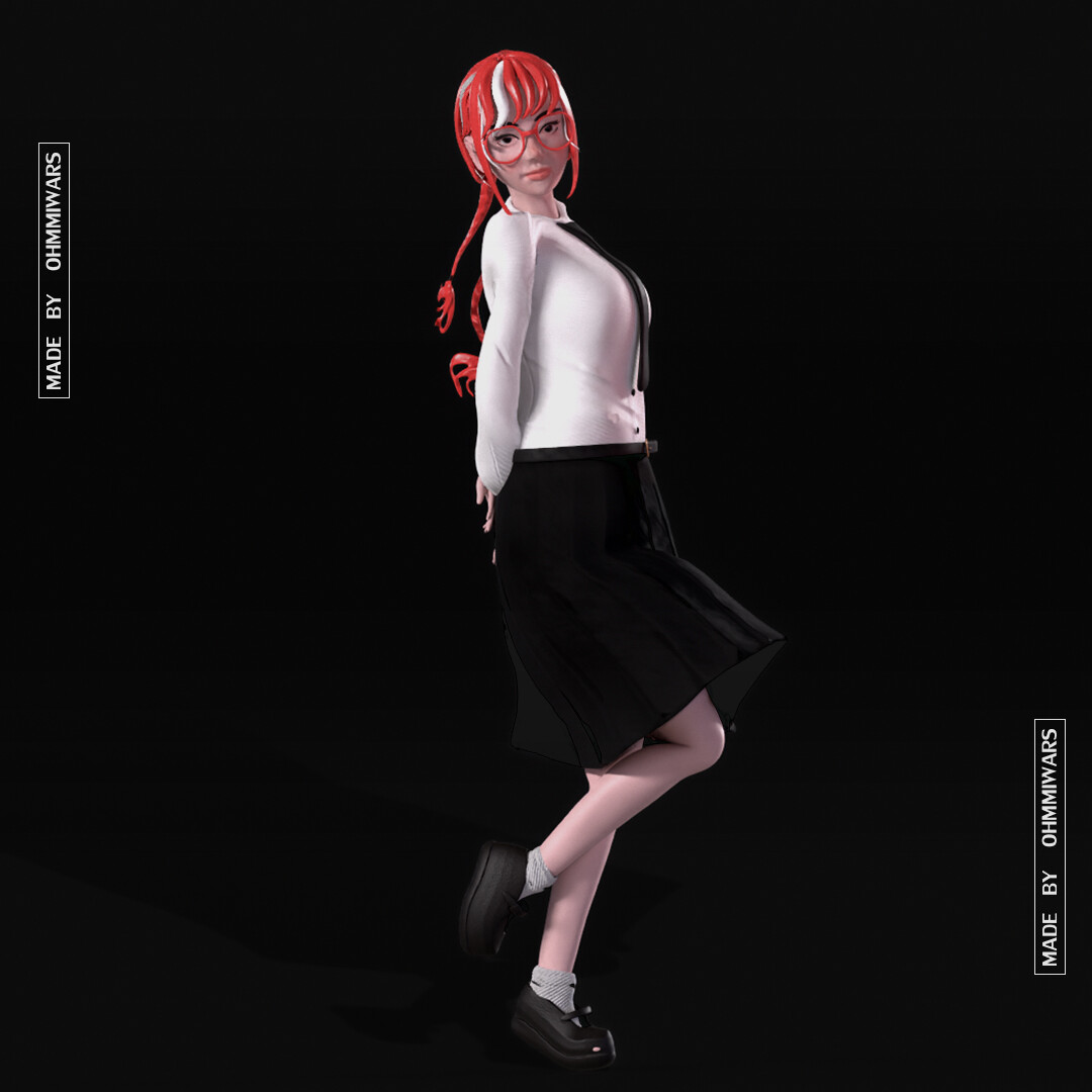 ArtStation - Red Hair Student Character