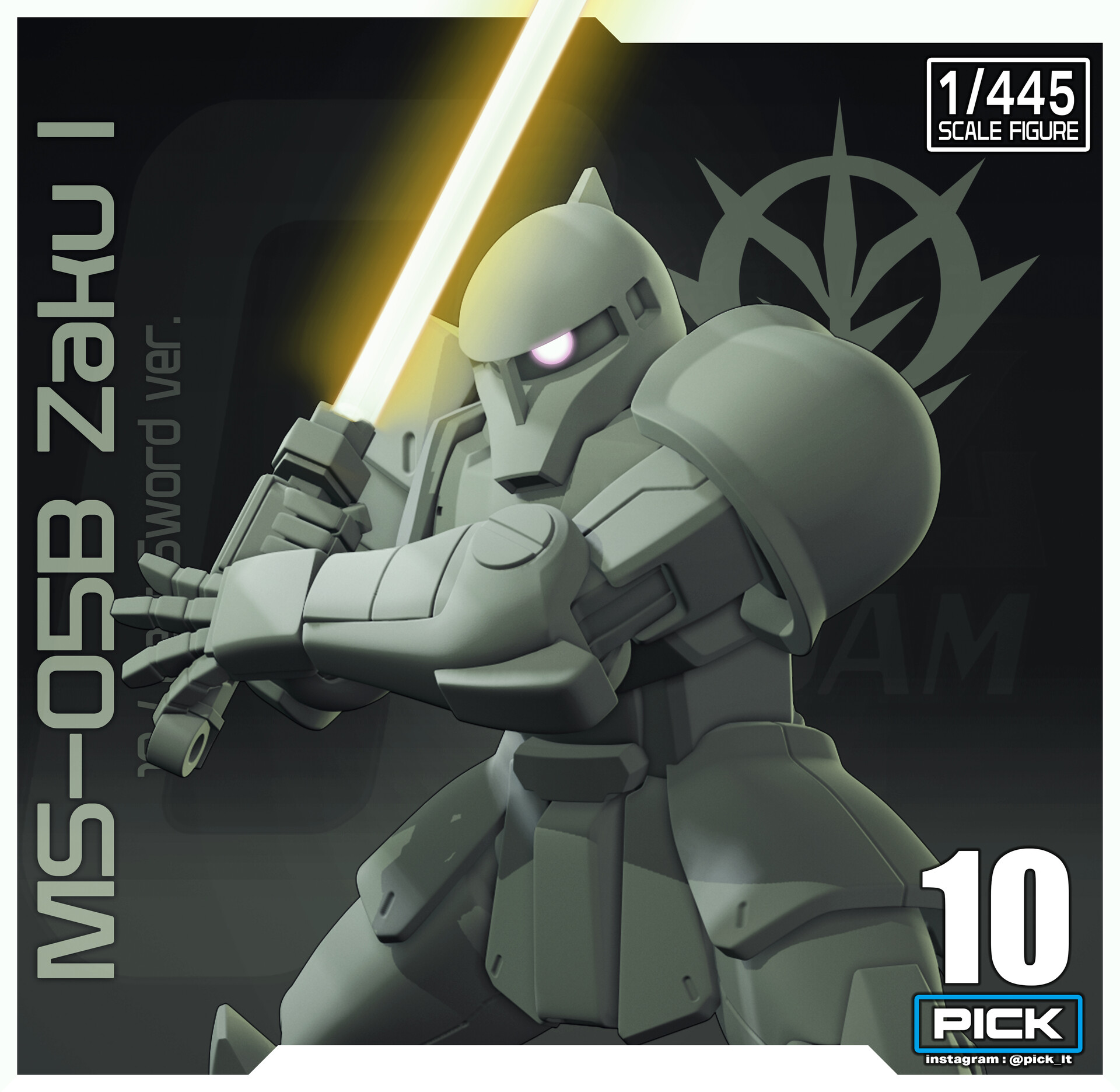 ArtStation - 10/ MS-05B Zaku I Heat Sword ver. / 3D Resin Print Mini ...