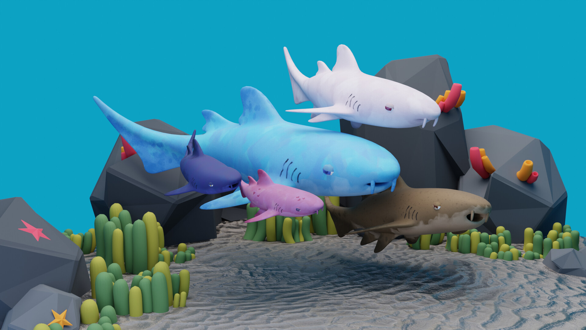 ArtStation - Nurse sharks family