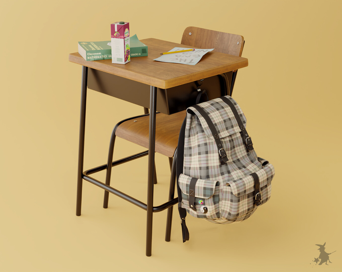 ArtStation - Traditional Student Desk Setup