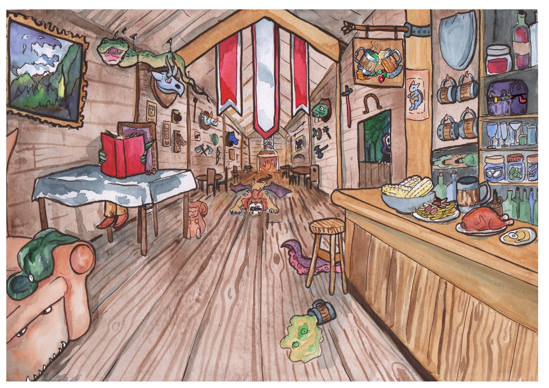 ArtStation - La Posada Inventada - TTRPG Art -watercolors